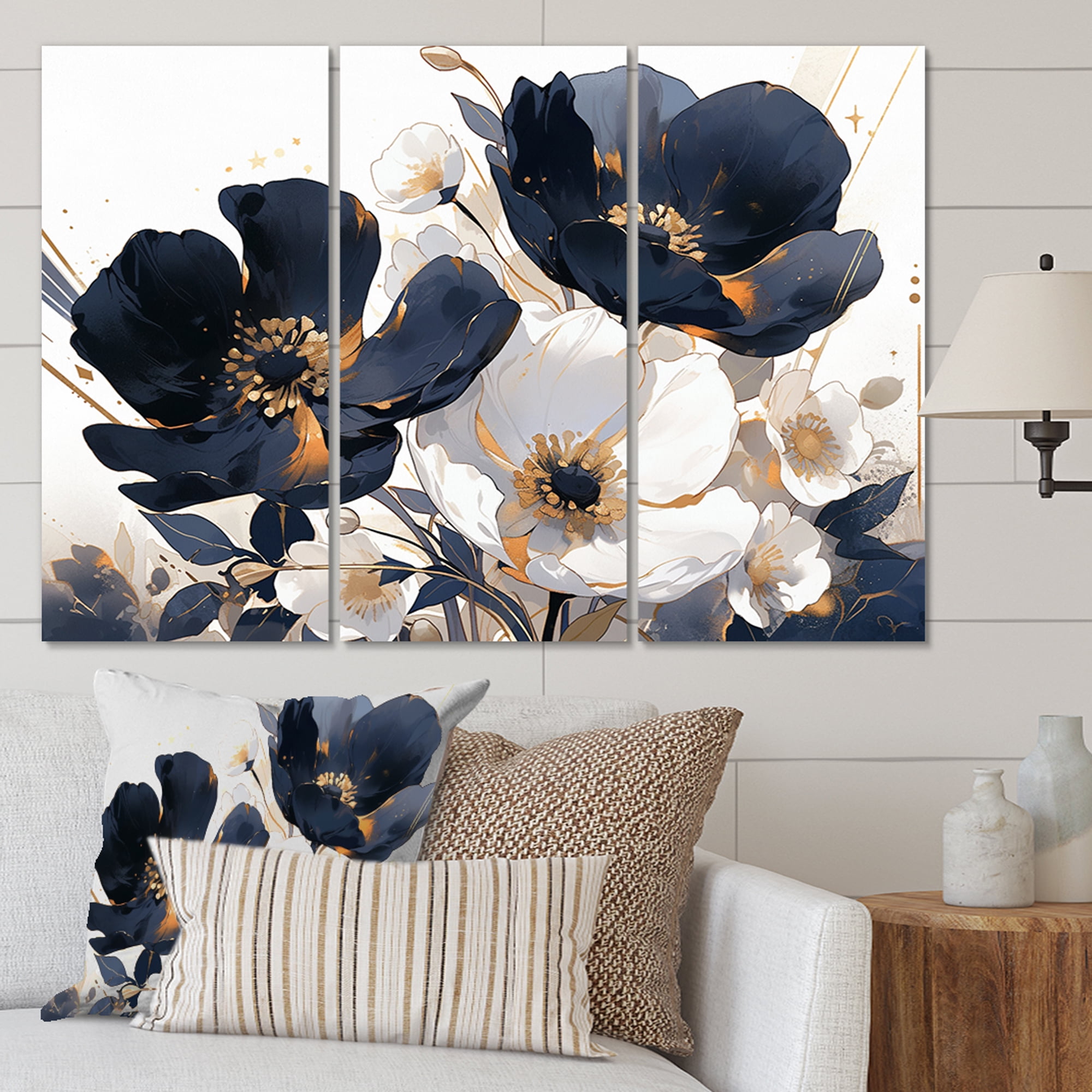 Designart "Brilliantly Colored Poppies IV" Floral Metal Wall Decor Set ...