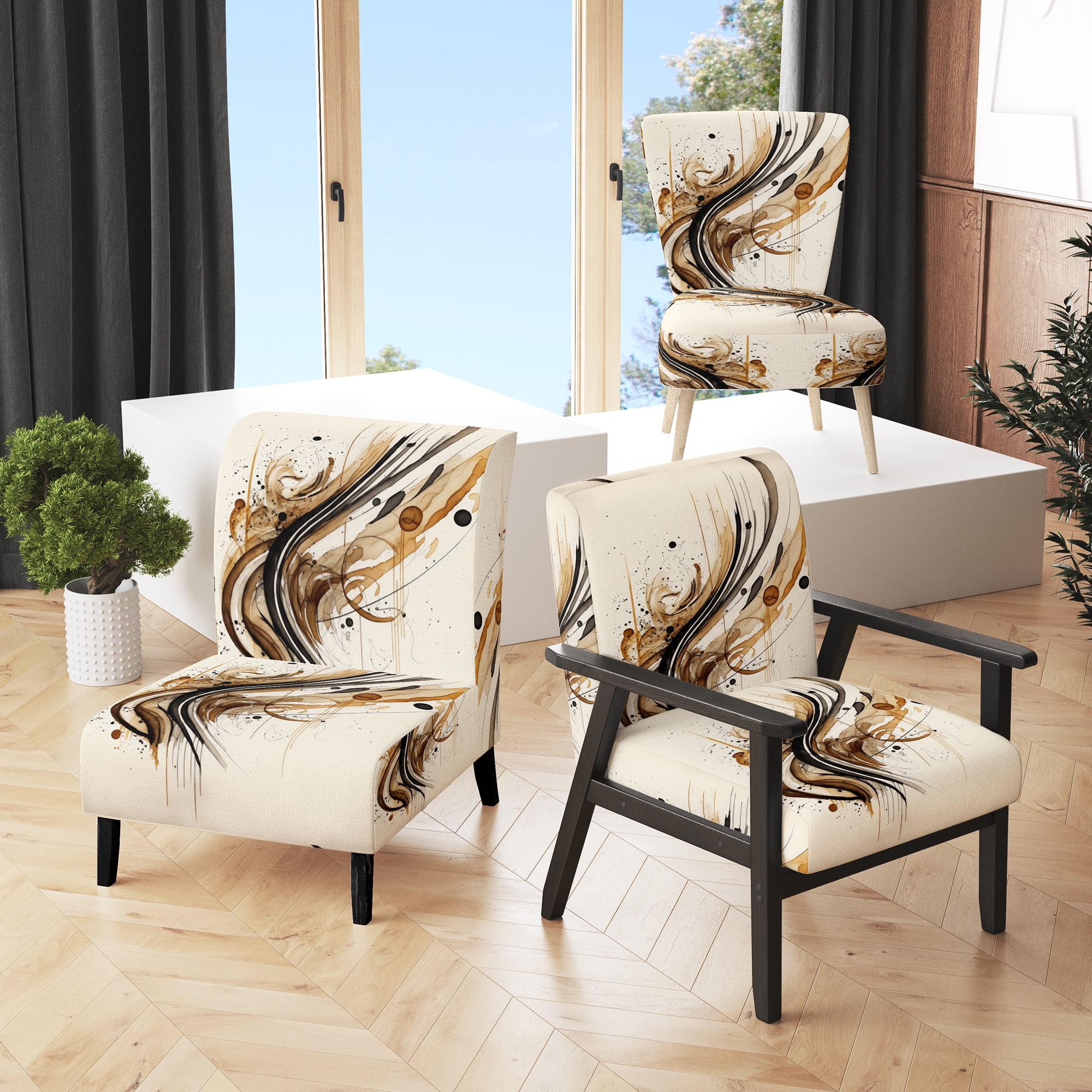 Designart "Brown And Black Movement I" Upholstered Modern ...
