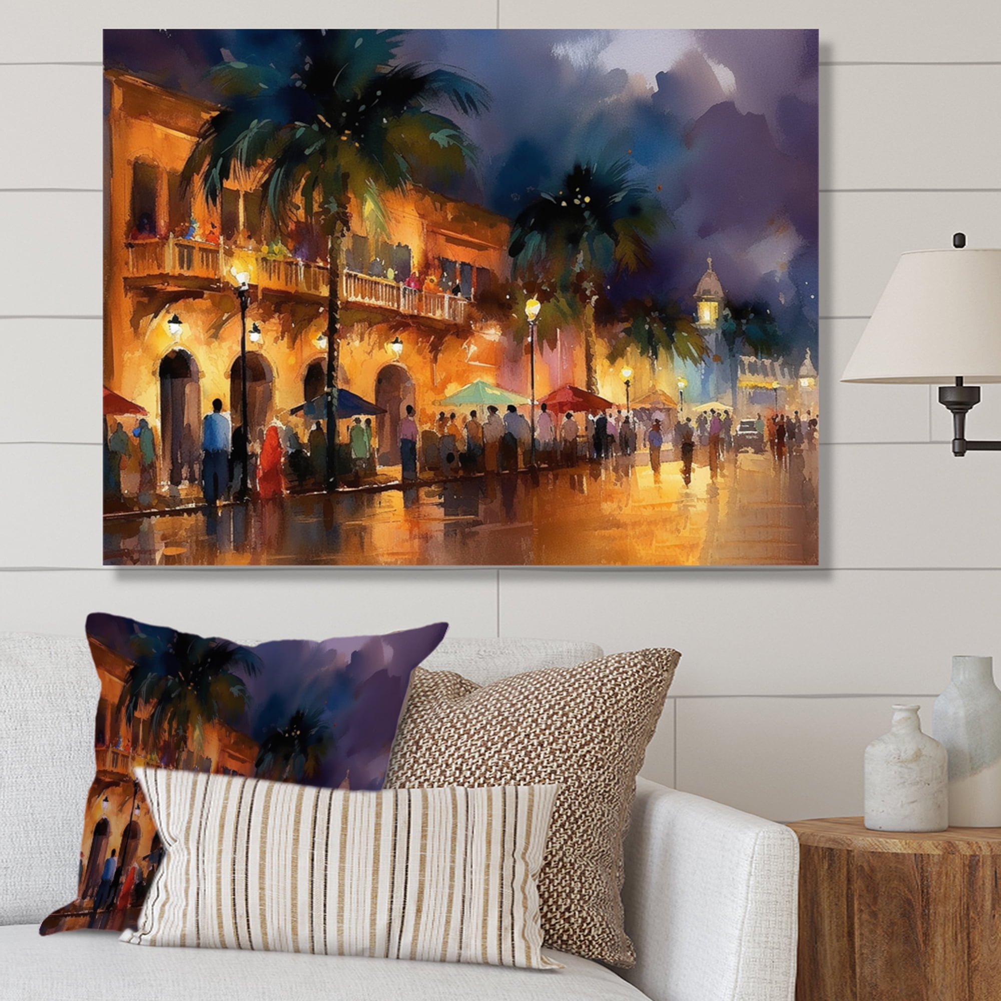 Designart "Brown And Green Gleaming Facades I" City Art Deco Canvas Art ...