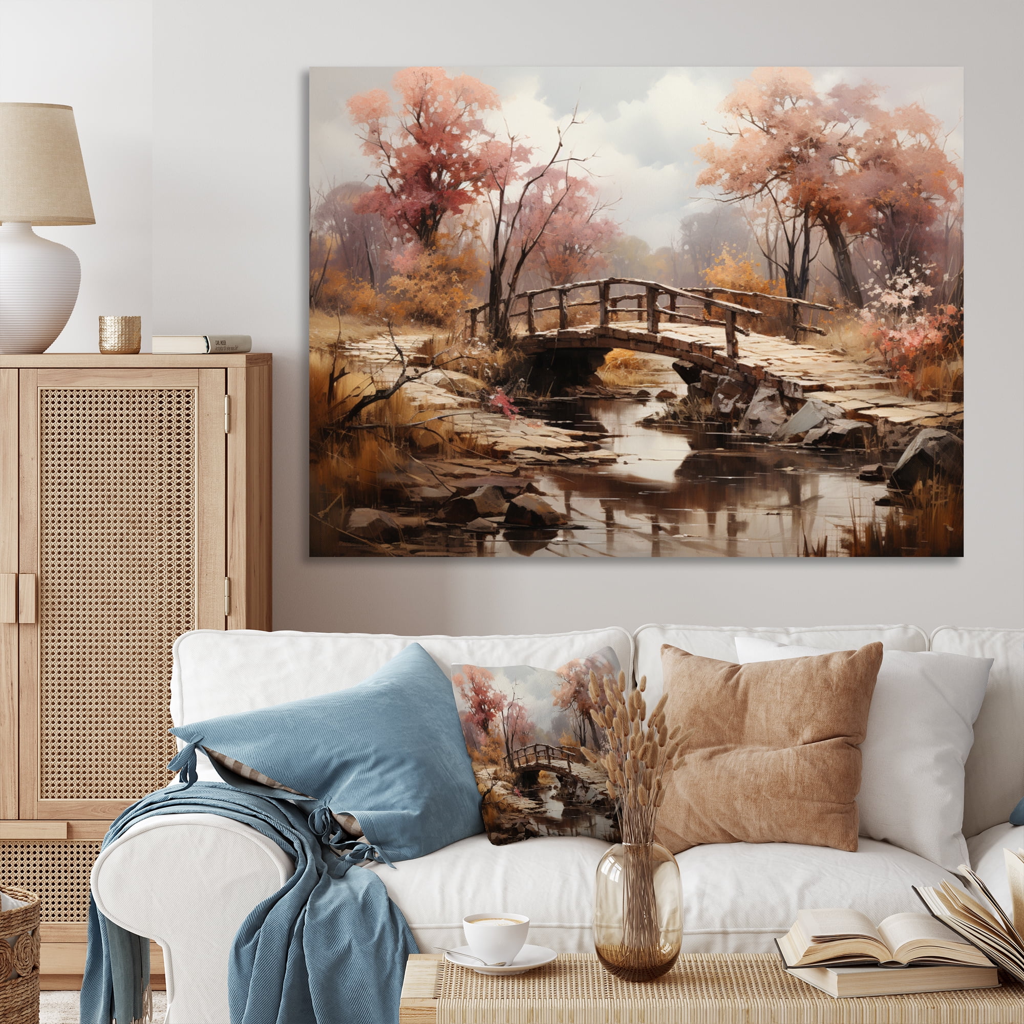 Designart "Brown Bridge Rustic beauty An" Architecture Canvas Wall Art ...