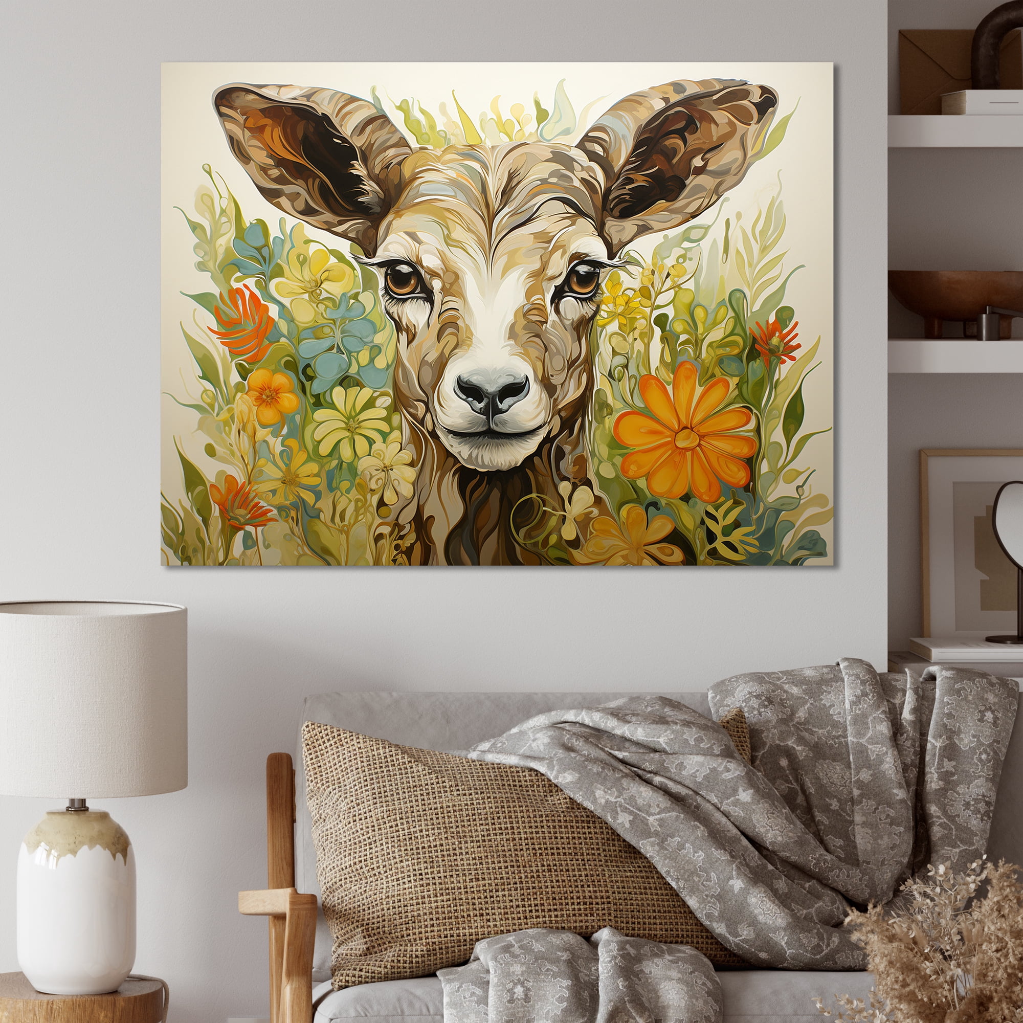 Designart "Brown Goat in a Farm Meadow III" Animals Wall Art - Modern ...