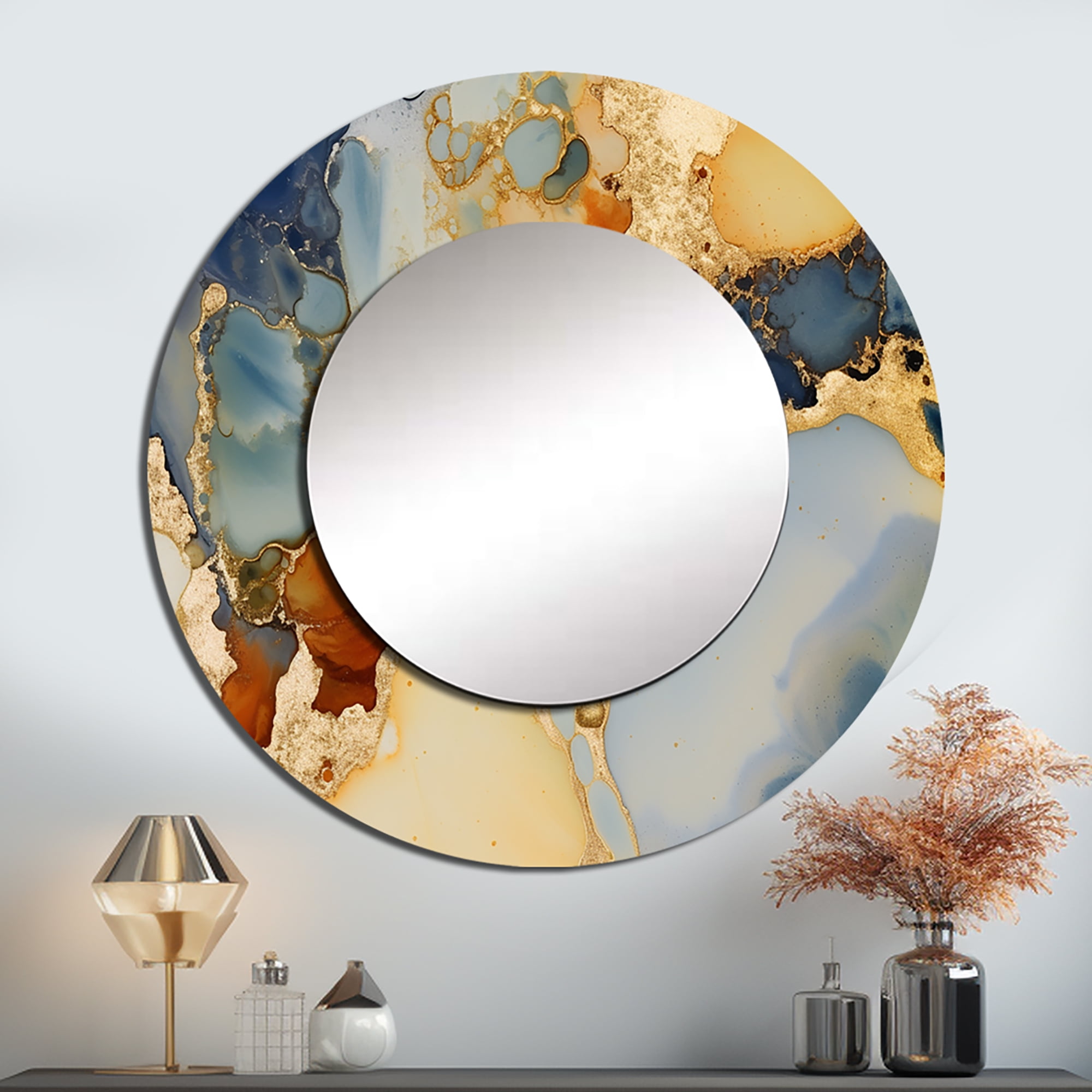 Designart "Brown Luxury Abstract Fluid Art II" Abstract Liquid Ink ...