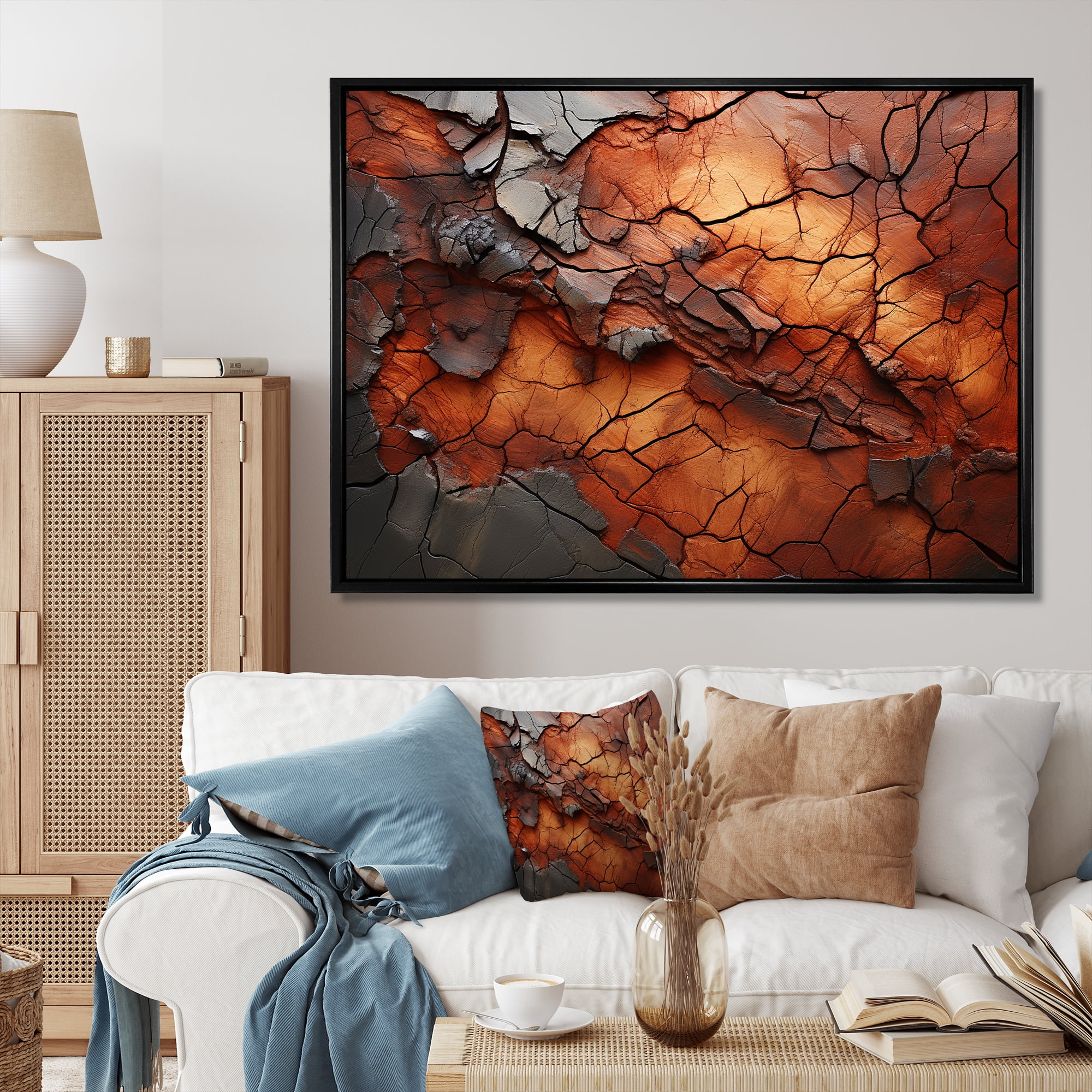 Designart "Brown Orange Abstract Redwood Tree composition" Modern ...