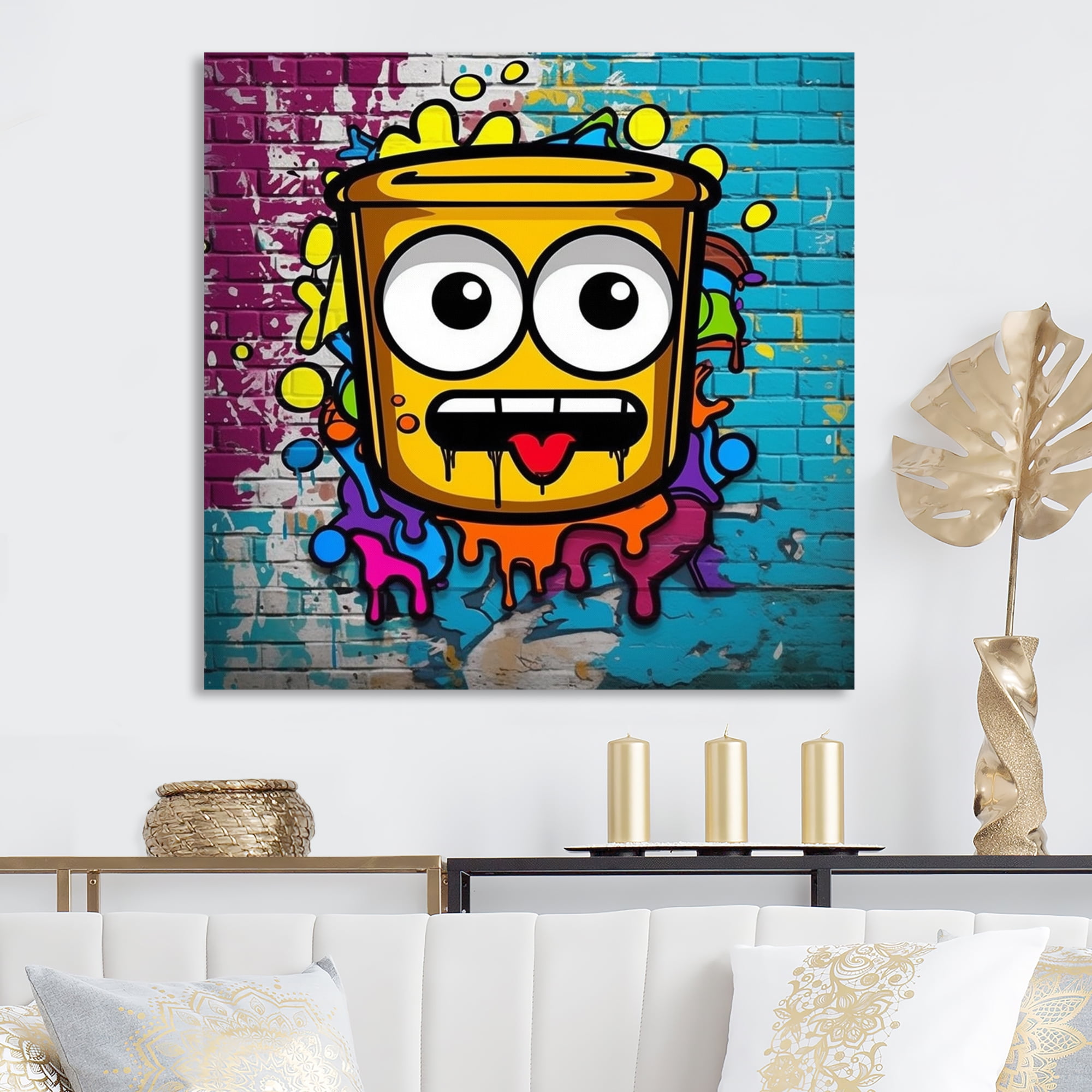 Designart "Bucket with Graffiti Art I" Graffiti Metal Art Print ...