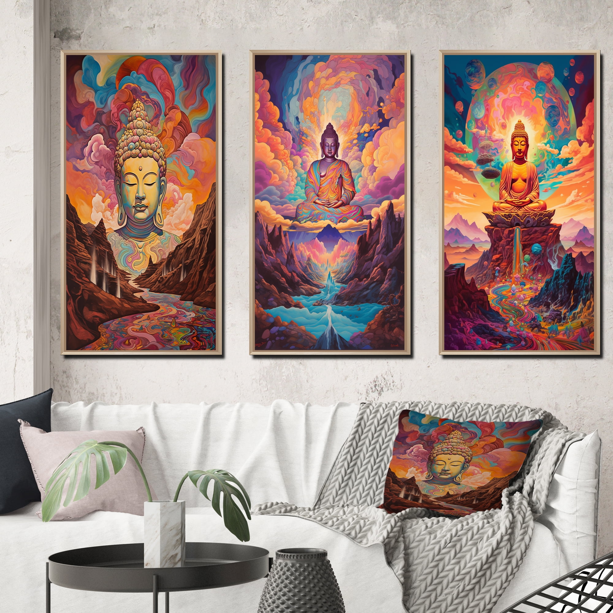 Designart "Buddha in the Mountains Psychedelic Vision II" Buddhism ...