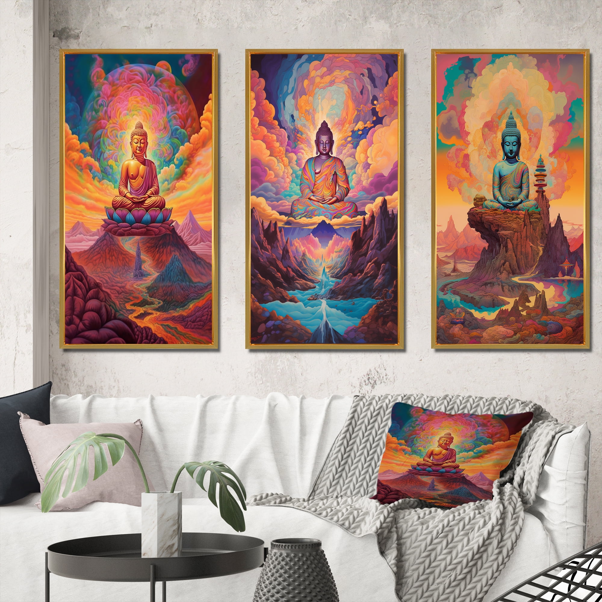 Designart "Buddha in the Mountains Psychedelic Vision IV" Buddhism ...