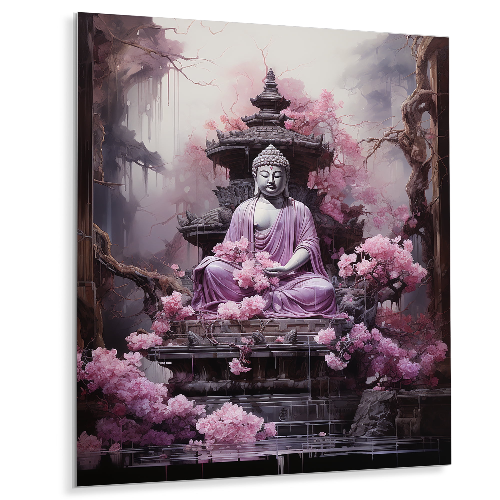 Designart "Buddhist Chanting Pink Buddhism" Buddhism Metal Wall Decor ...