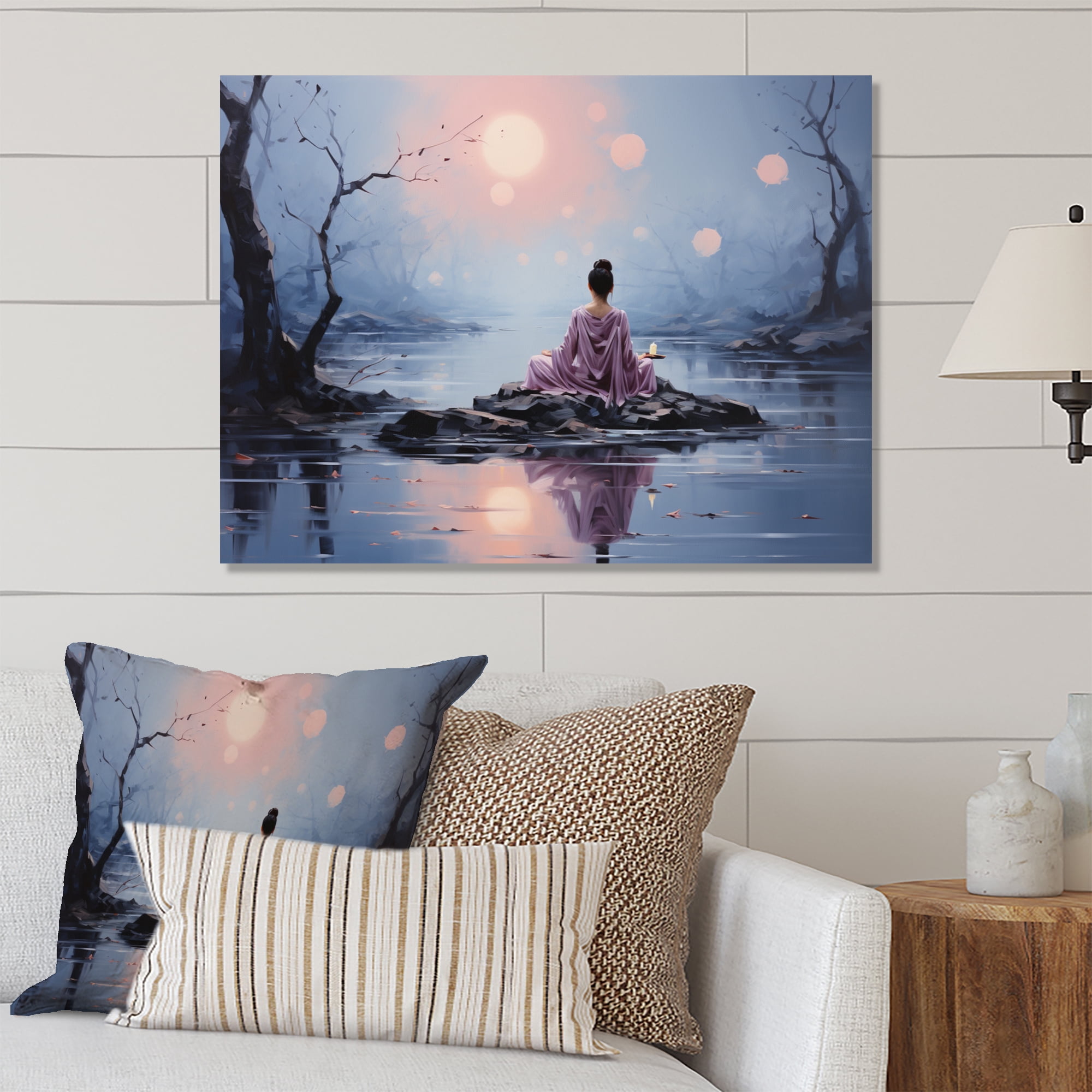 Designart "Buddhist Serenity Grey Buddhism" Spiritual Metal Art Print ...