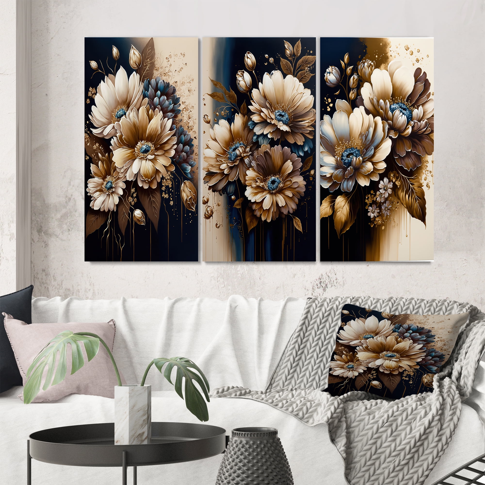 Designart "Bunch of Brown Daisies I" Floral & Botanical Wall Art Set Of ...