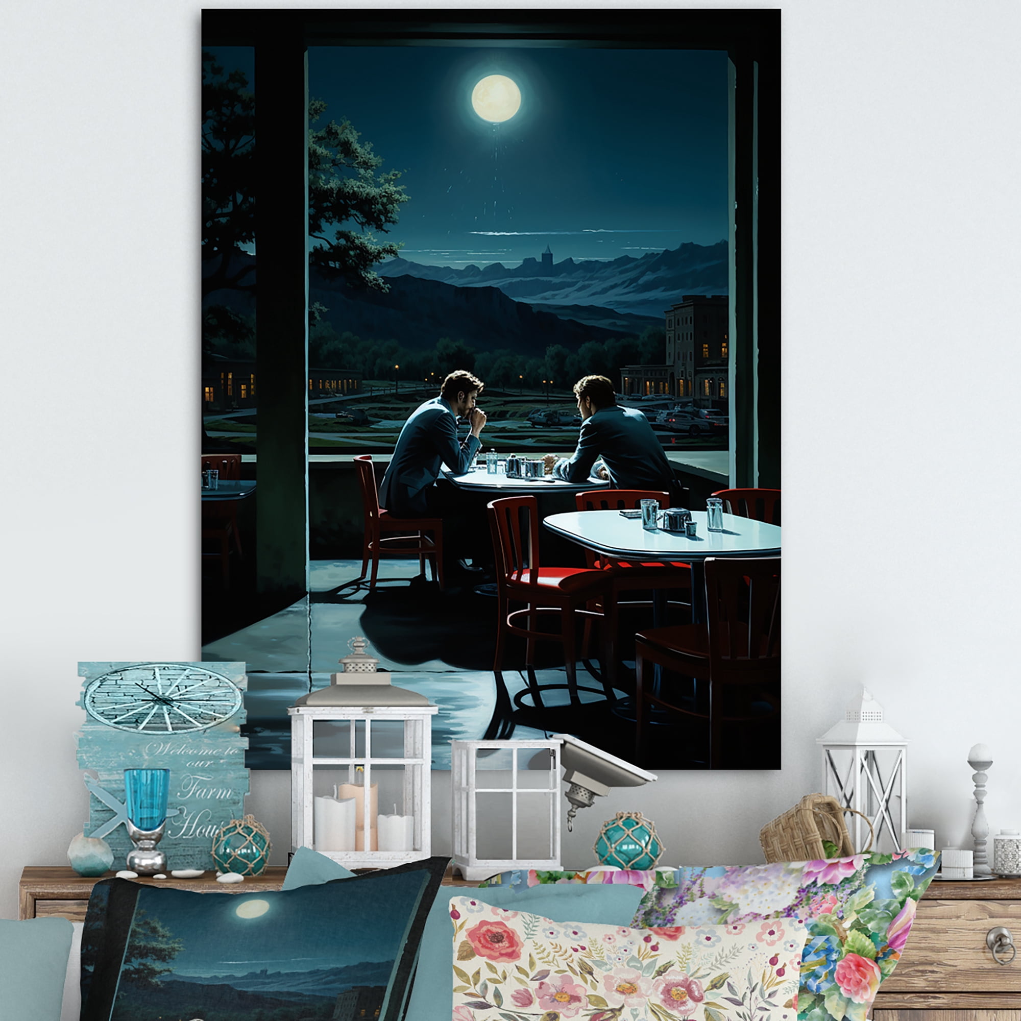 Designart "By Edward Masterpiece Nighthawks wall art I" Masterpiece ...