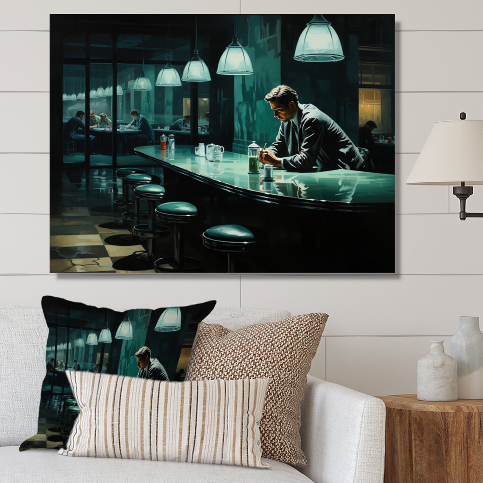 Designart "By Edward Masterpiece Nighthawks wall art II" Masterpiece ...