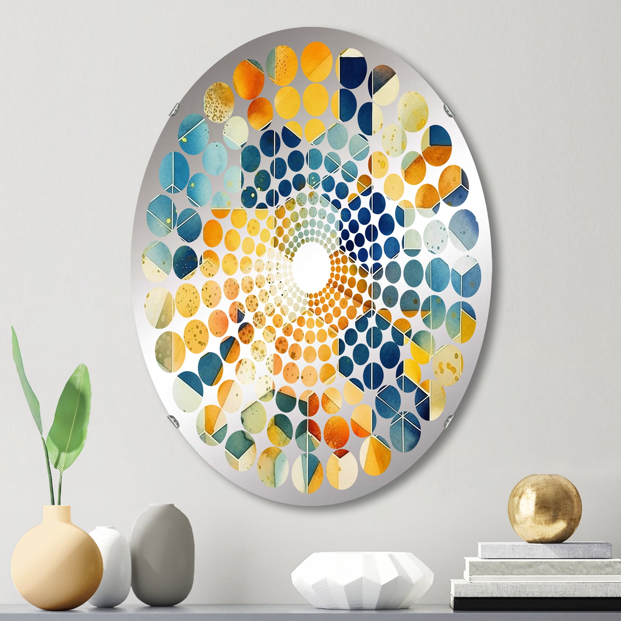 Designart "Calm Nordic Reflections I" Scandinavian Radial Dot Round ...