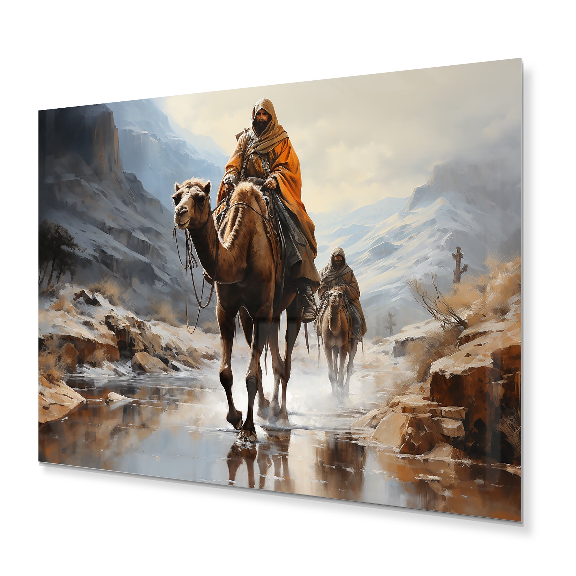 Designart "Camel Desert Wanderer composition" Animals Metal Wall Art ...