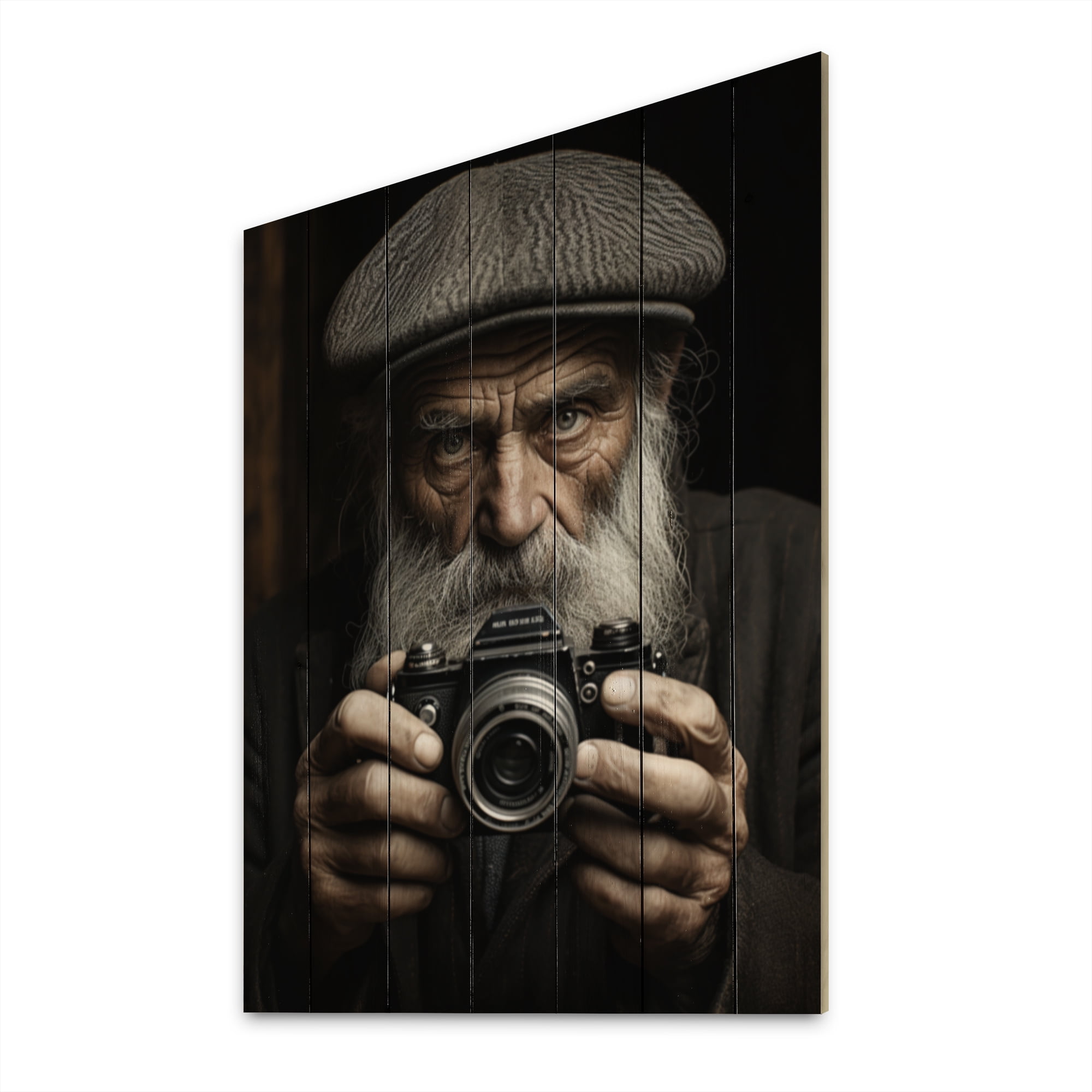 Designart "Camera Man Portrait Black and White" Portrait Print on ...