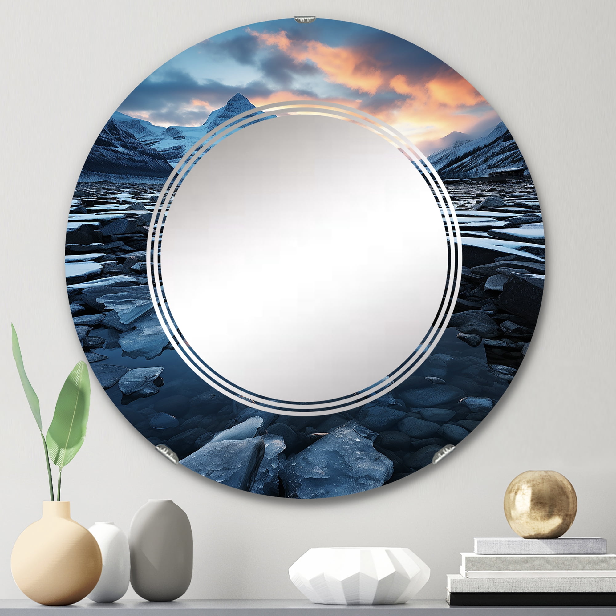 Designart "Canada Columbia Icelandscape Majesty" Canada Round Wall ...