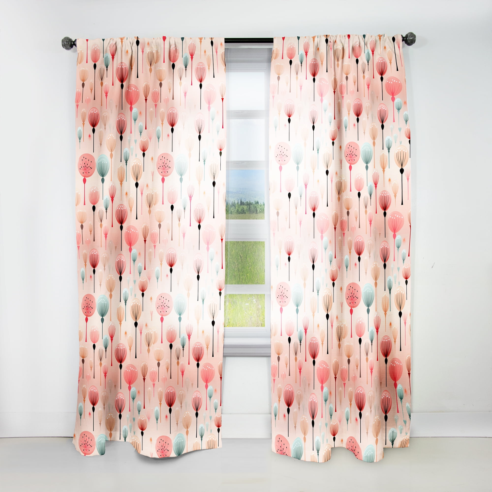 Designart "Candle Of Pastel Pink Glamour I" Abstract Curtain Panels ...