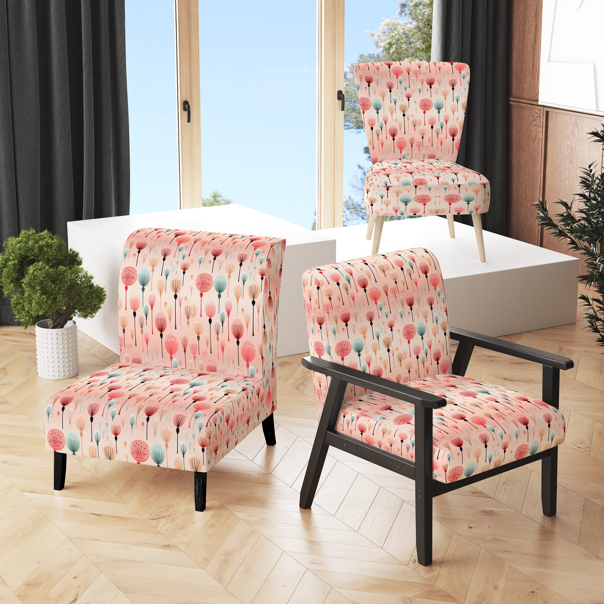 Designart "Candle Of Pastel Pink Glamour I" Pink Abstract Upholstered ...