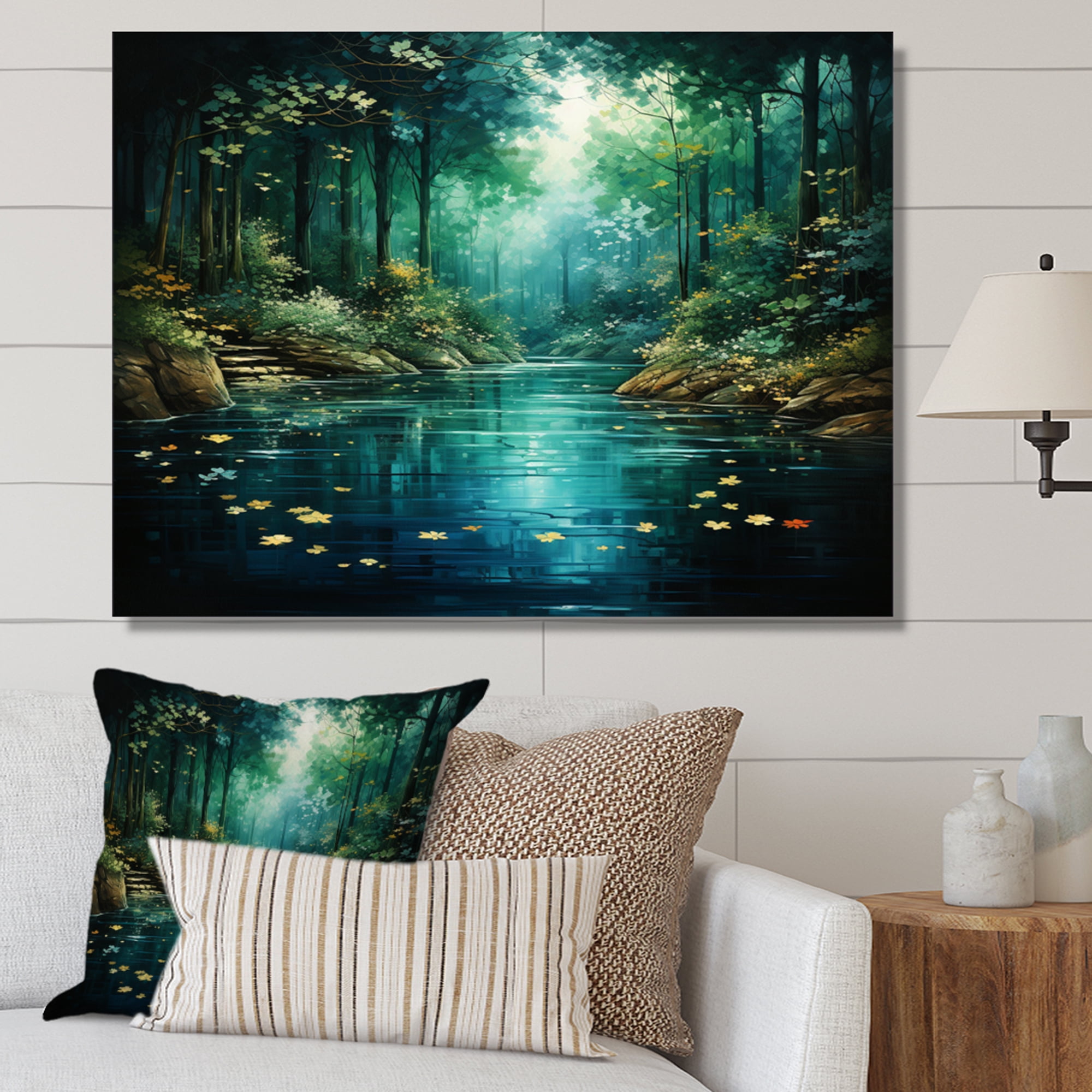 Designart "Canopy River Forest Emerald wall decor" Landscapes Wall Art ...