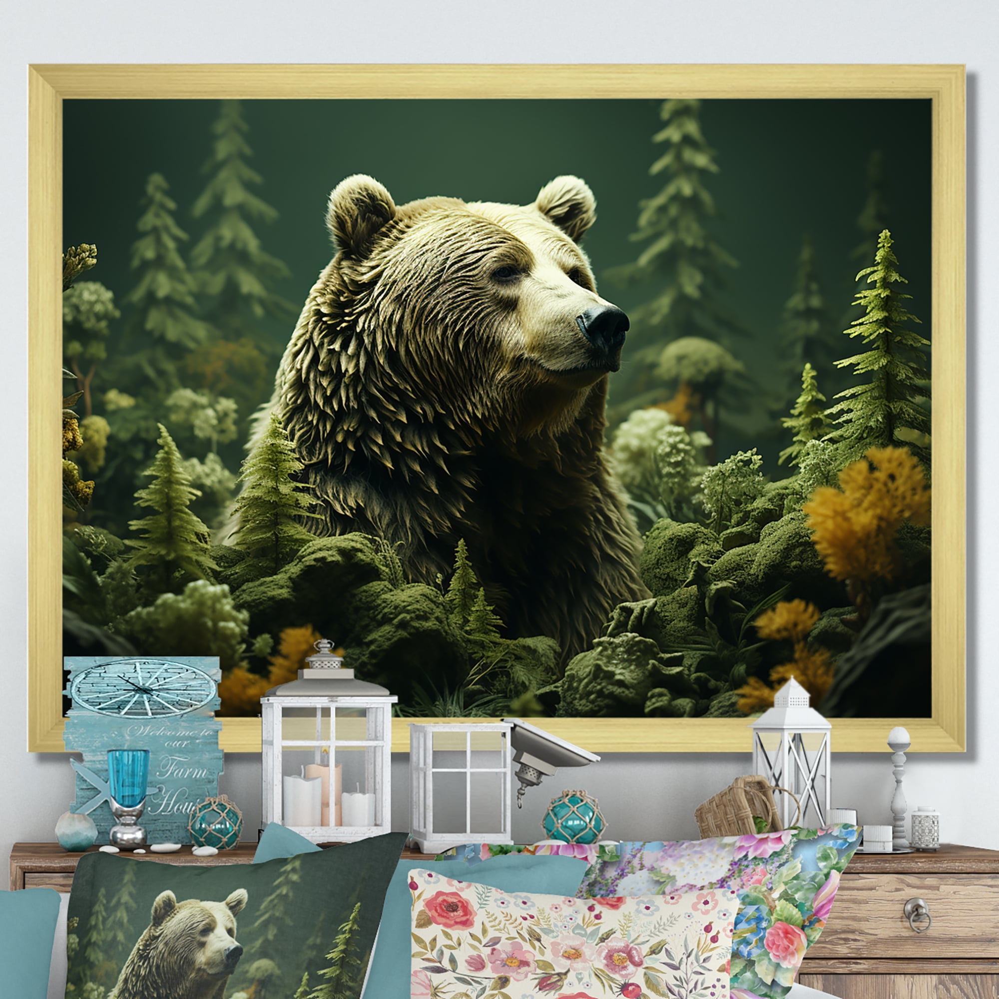 Designart "Capricious Grizzly Bears In Woods" Animals Bear Picture ...