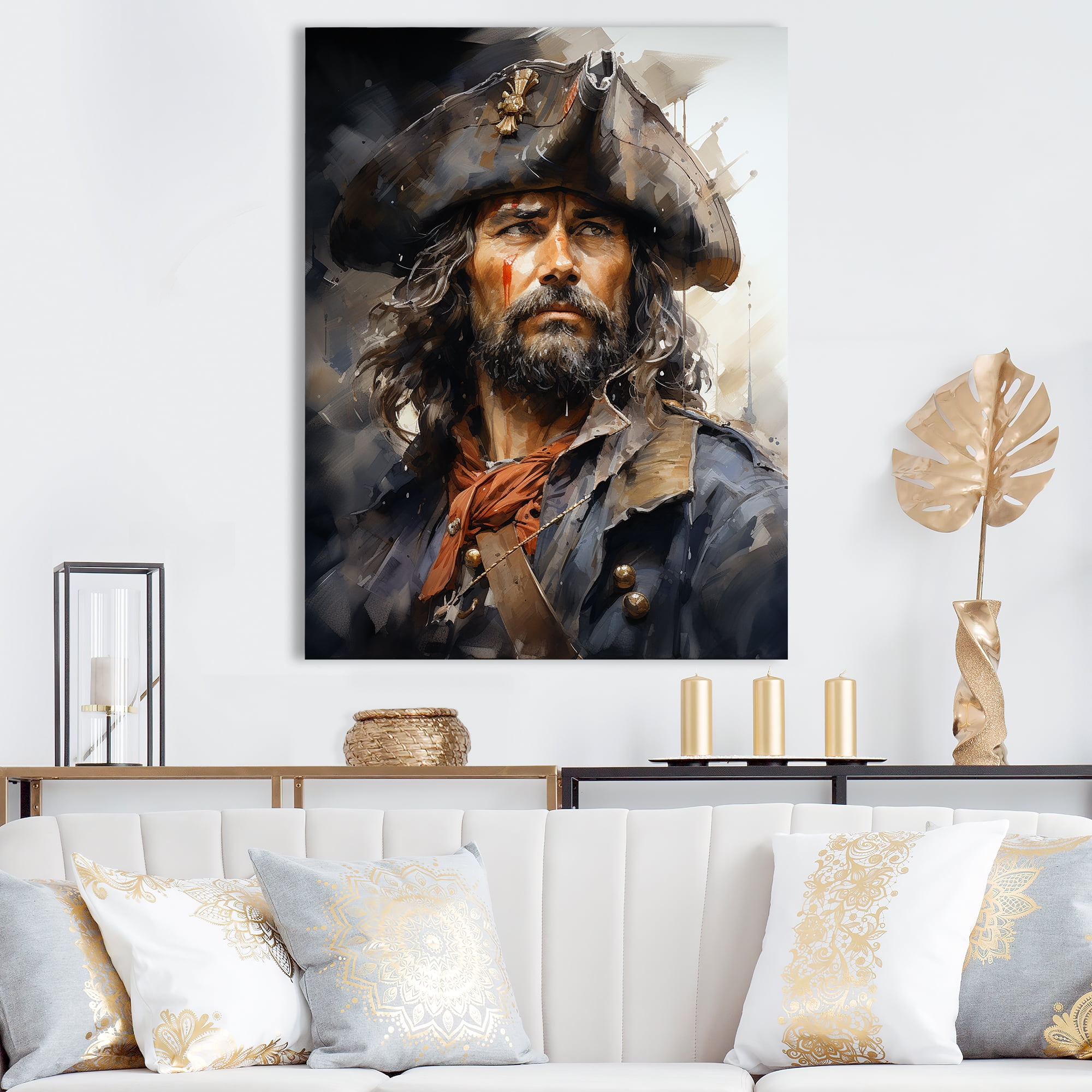 Designart "Captains of the Sea Pirate Portrait" Pirate Wall Art Print ...