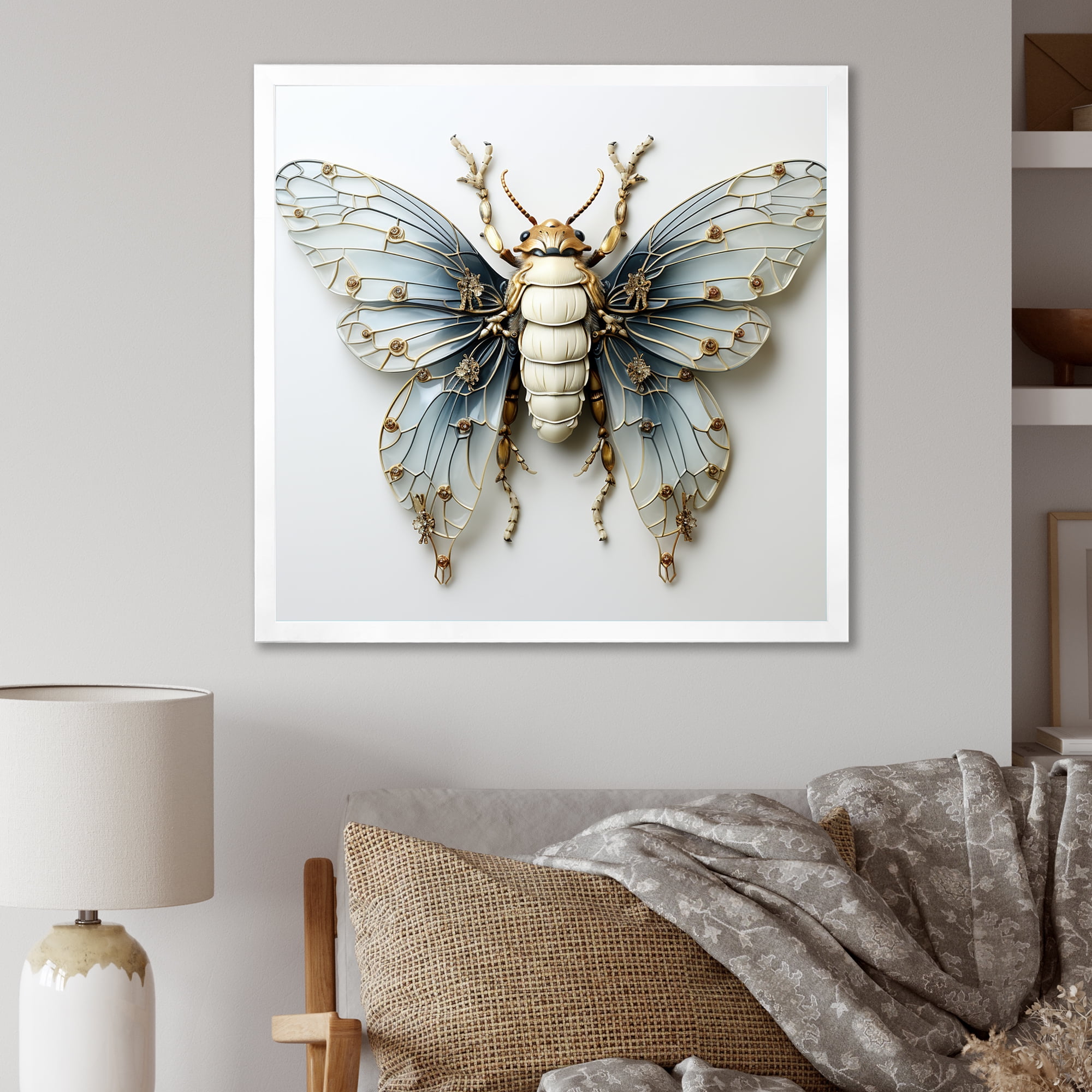 Designart "Captivating Moths IV" Animals Framed Wall Art Decor - Modern ...