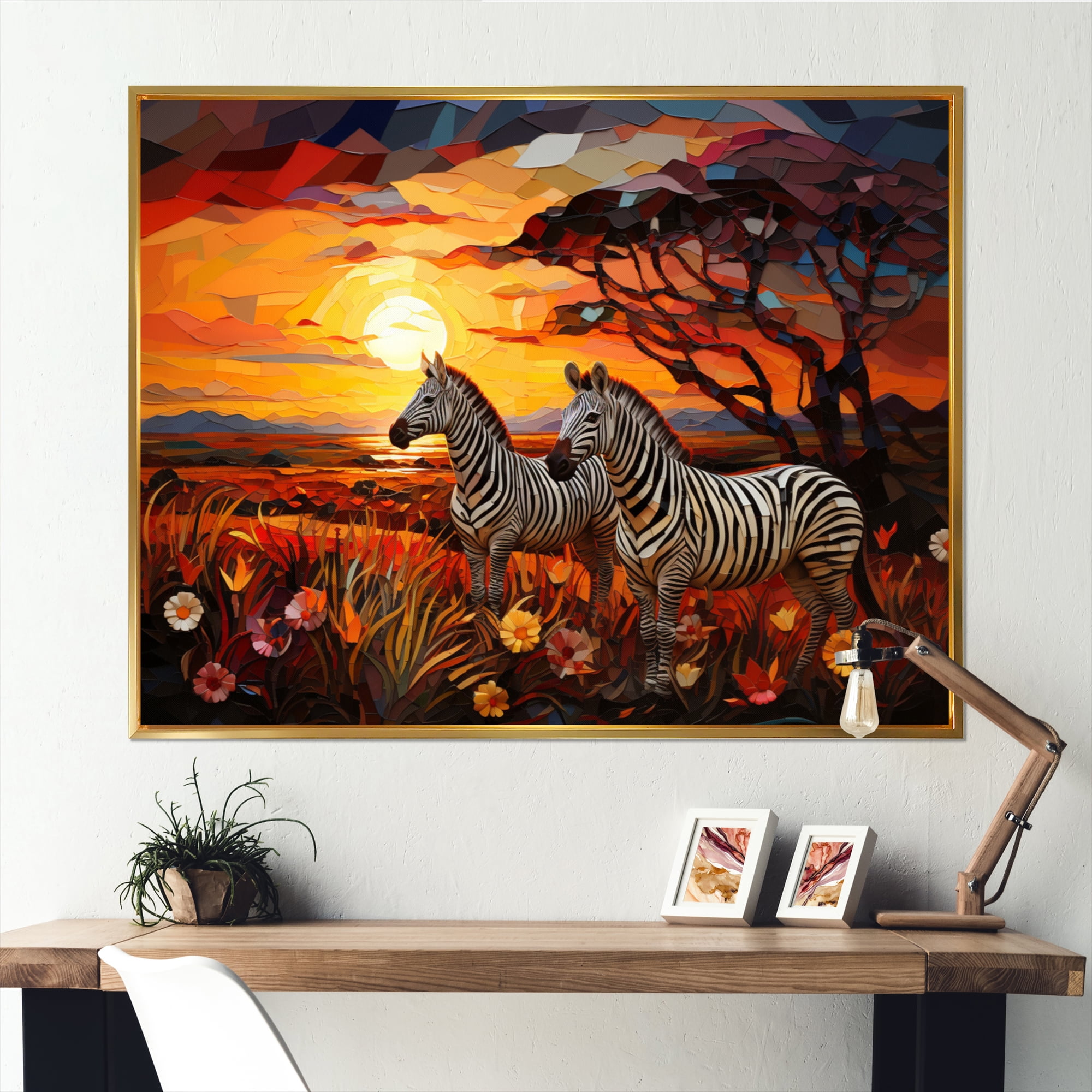 Designart "Capture The Ngorongoro Mosaic wall art I" Animals Floater ...