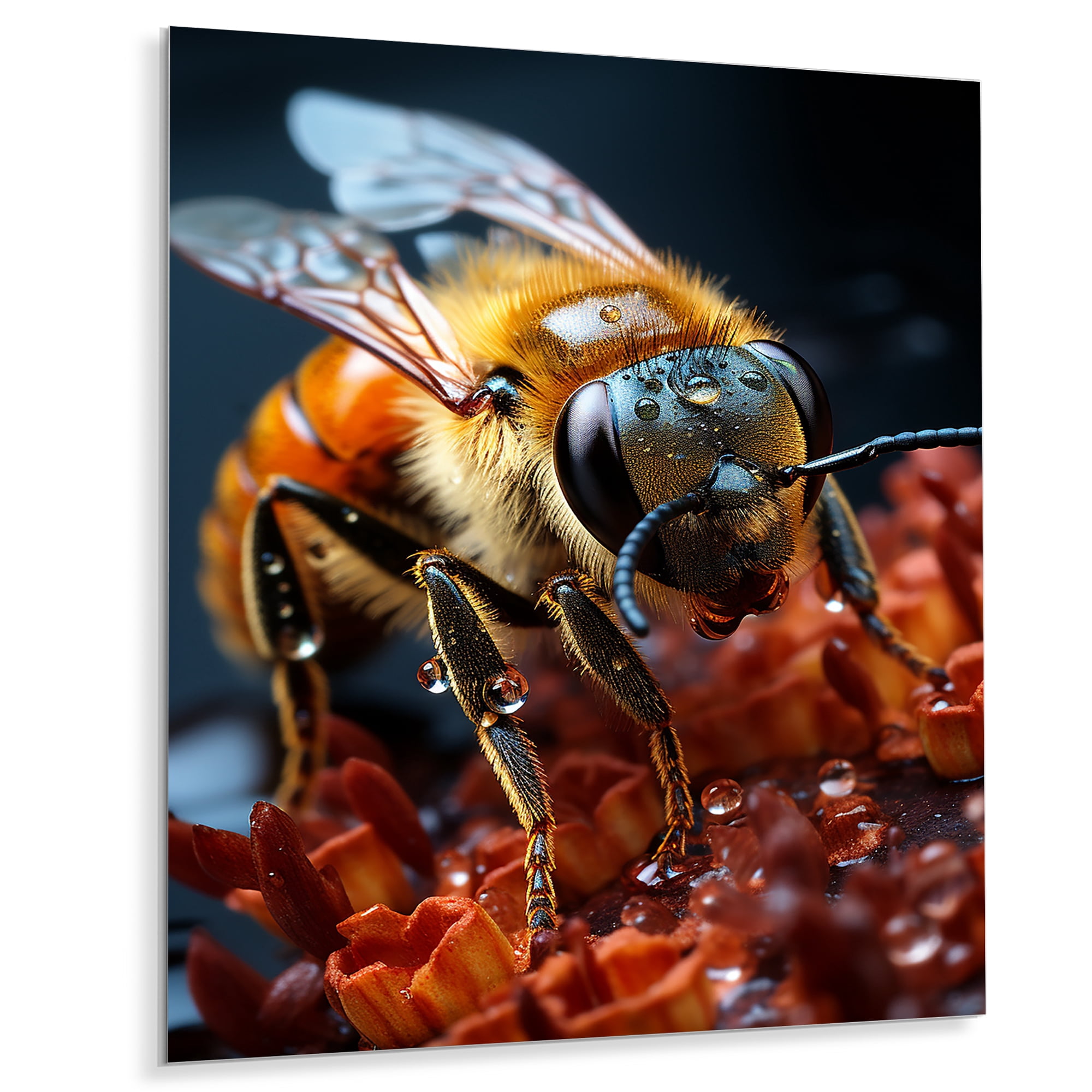 Designart "Captured Bee" Animals Bee Metal Wall Art Prints - Walmart.com