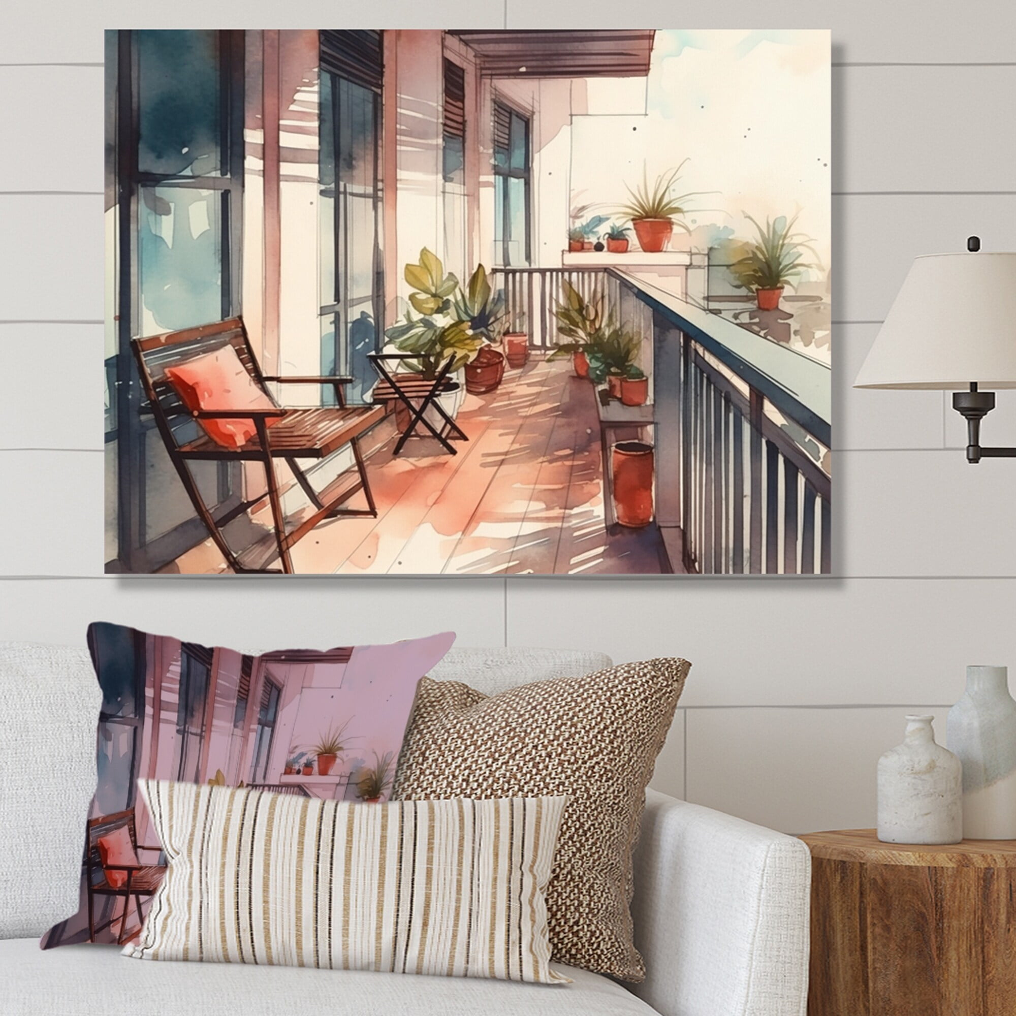 Designart "Capturing The Bliss Of A Summer Terrace I" City Art Deco ...