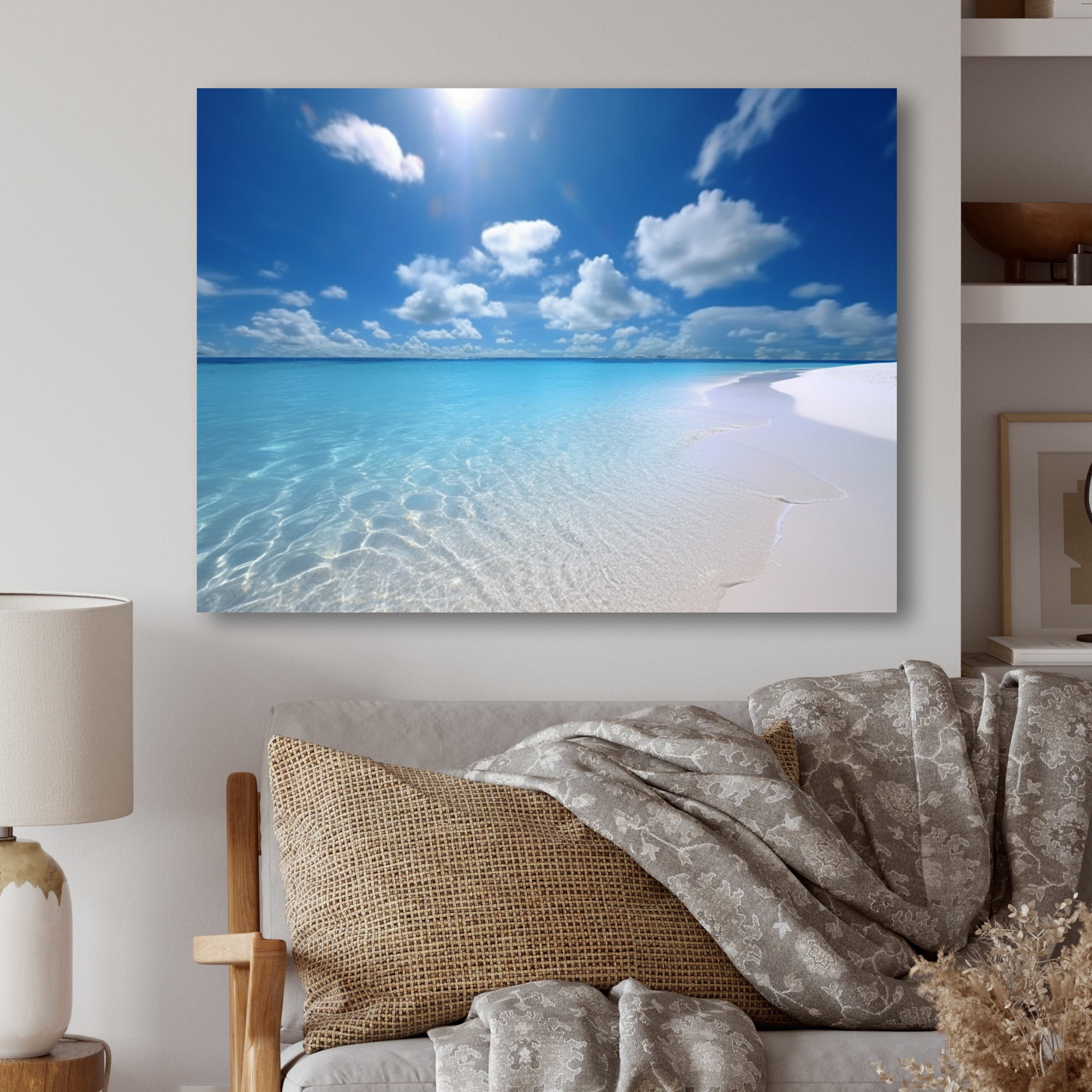 Designart "Caribbean Sea with Sandy Shore V" Beach & Ocean Metal Wall ...
