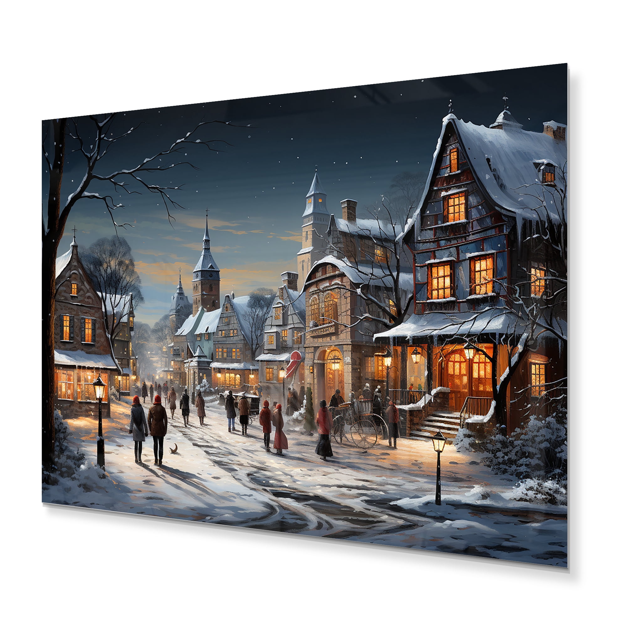 Designart "Carnival in the Winter Village I" Landscapes Metal Wall Art ...