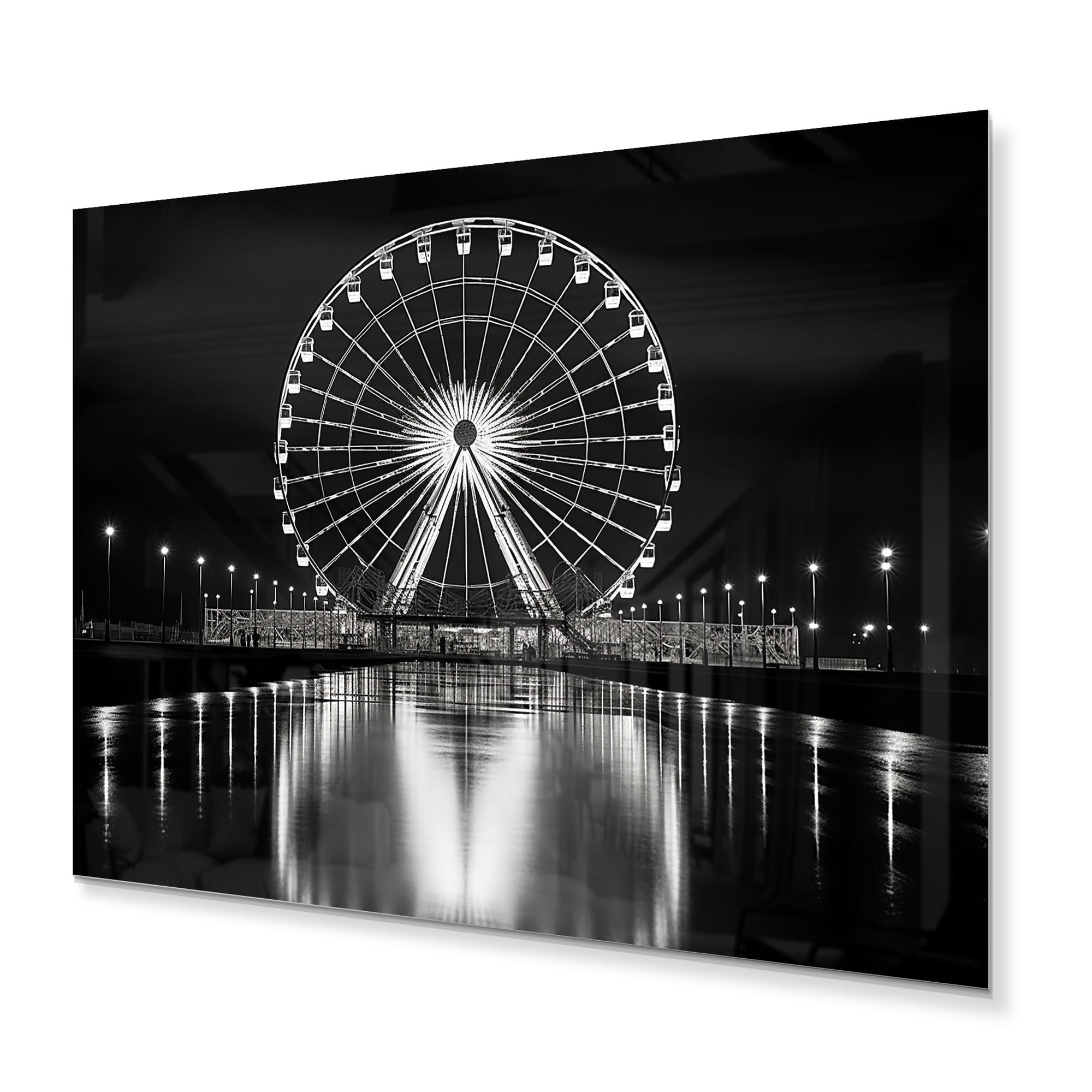 Designart "Carousel Elegance Black and White Ferris Wheel II ...