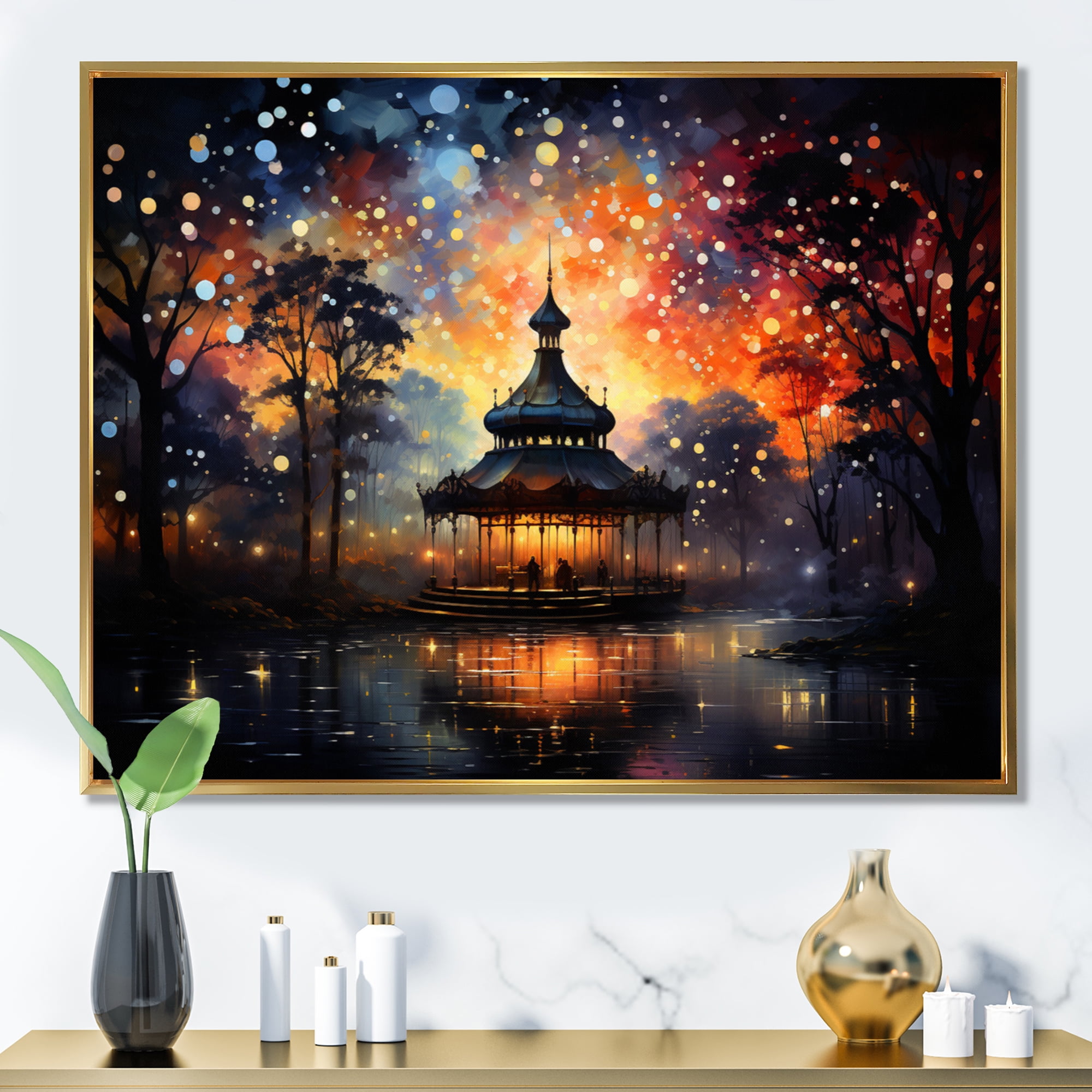 Designart "Carousel Painting Dot" Architecture Floater Framed Wall Art ...