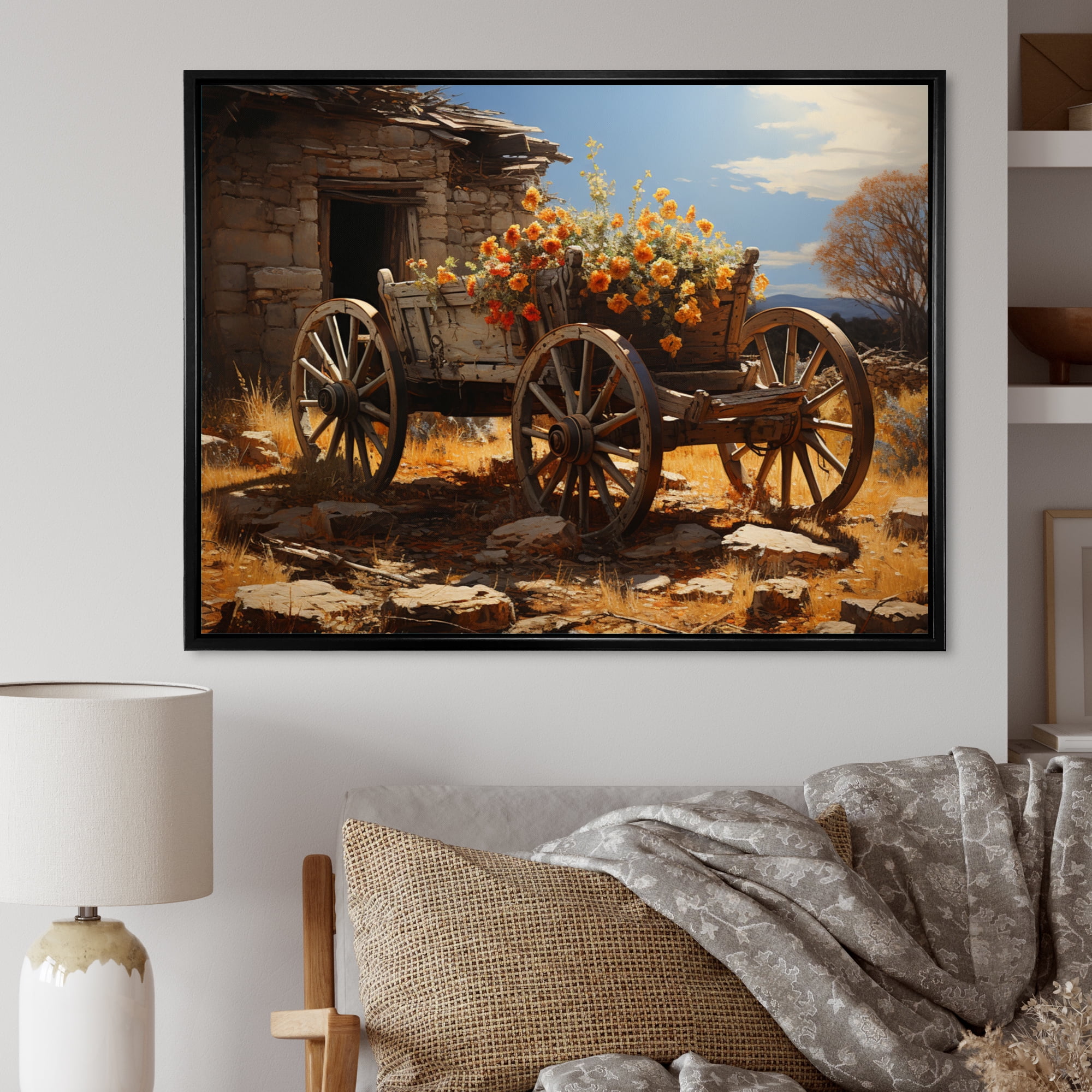 Designart "Cart Legacy Brown Relics of the Past I" Old American Cart ...