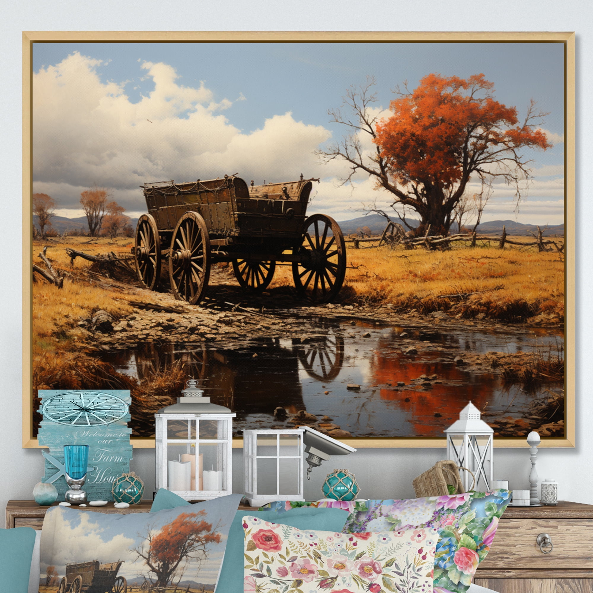 Designart "Cart Legacy Brown Relics of the Past II" Old American Cart ...