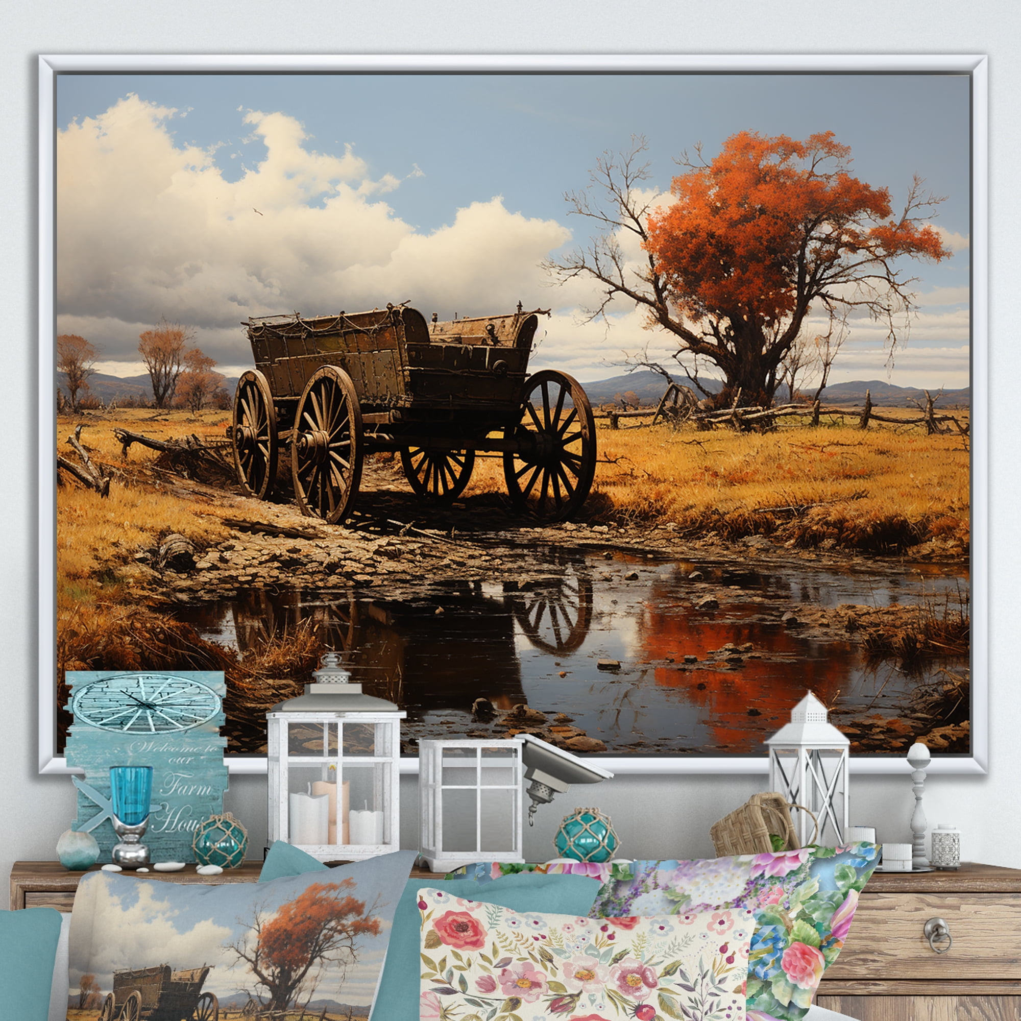 Designart "Cart Legacy Brown Relics of the Past II" Old American Cart ...