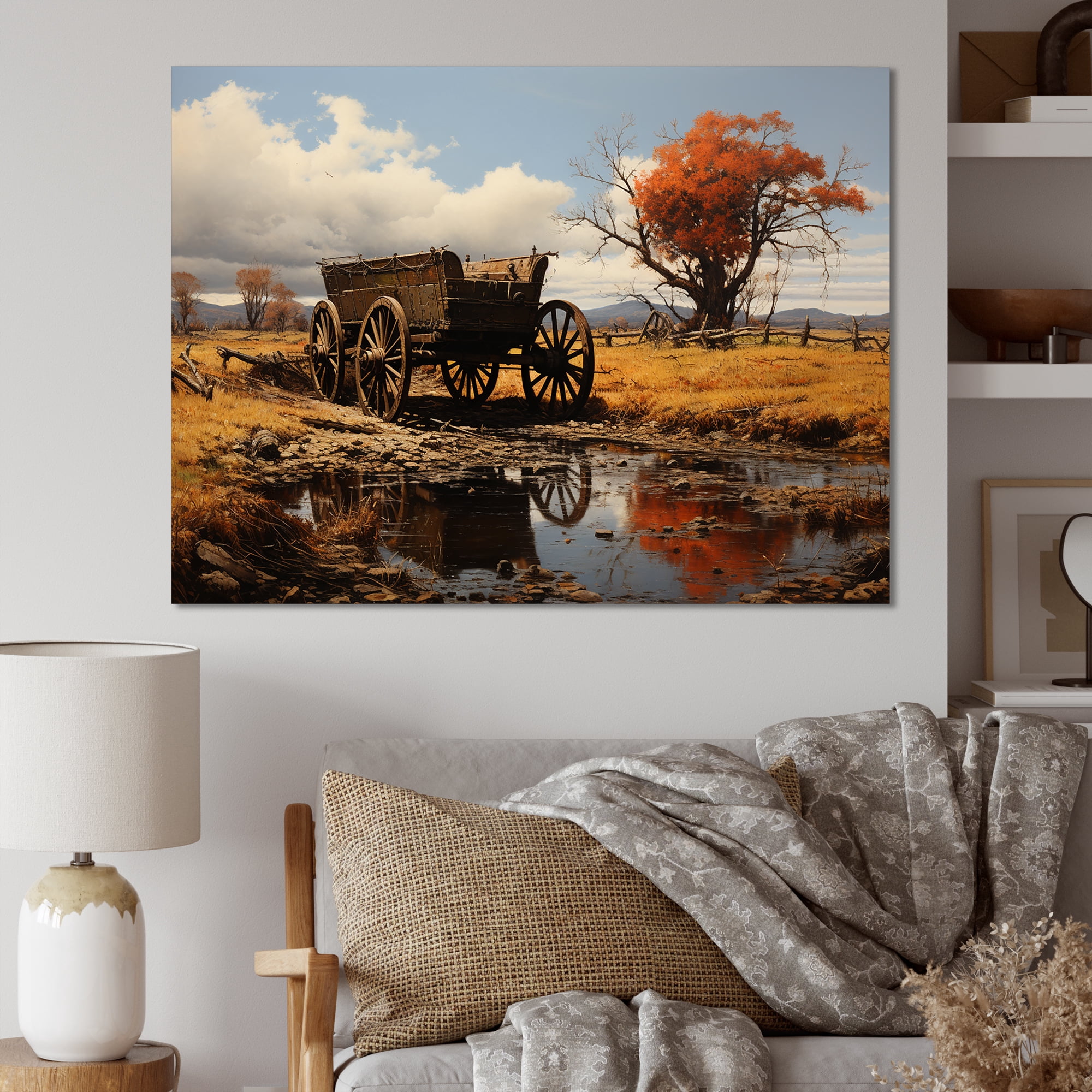 Designart "Cart Legacy Brown Relics of the Past II" Old American Cart ...