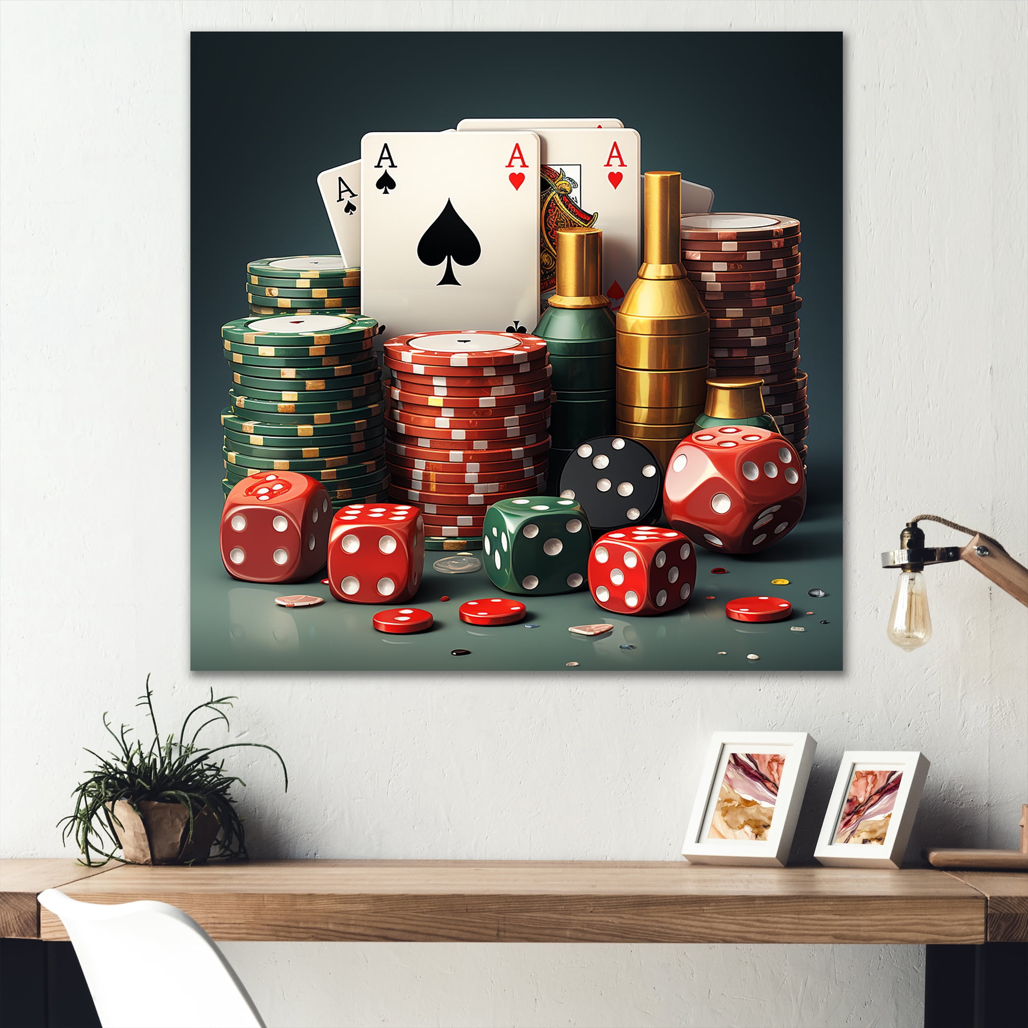Designart "Casino Poker and Gambling Icons I" Architecture Wall Art ...