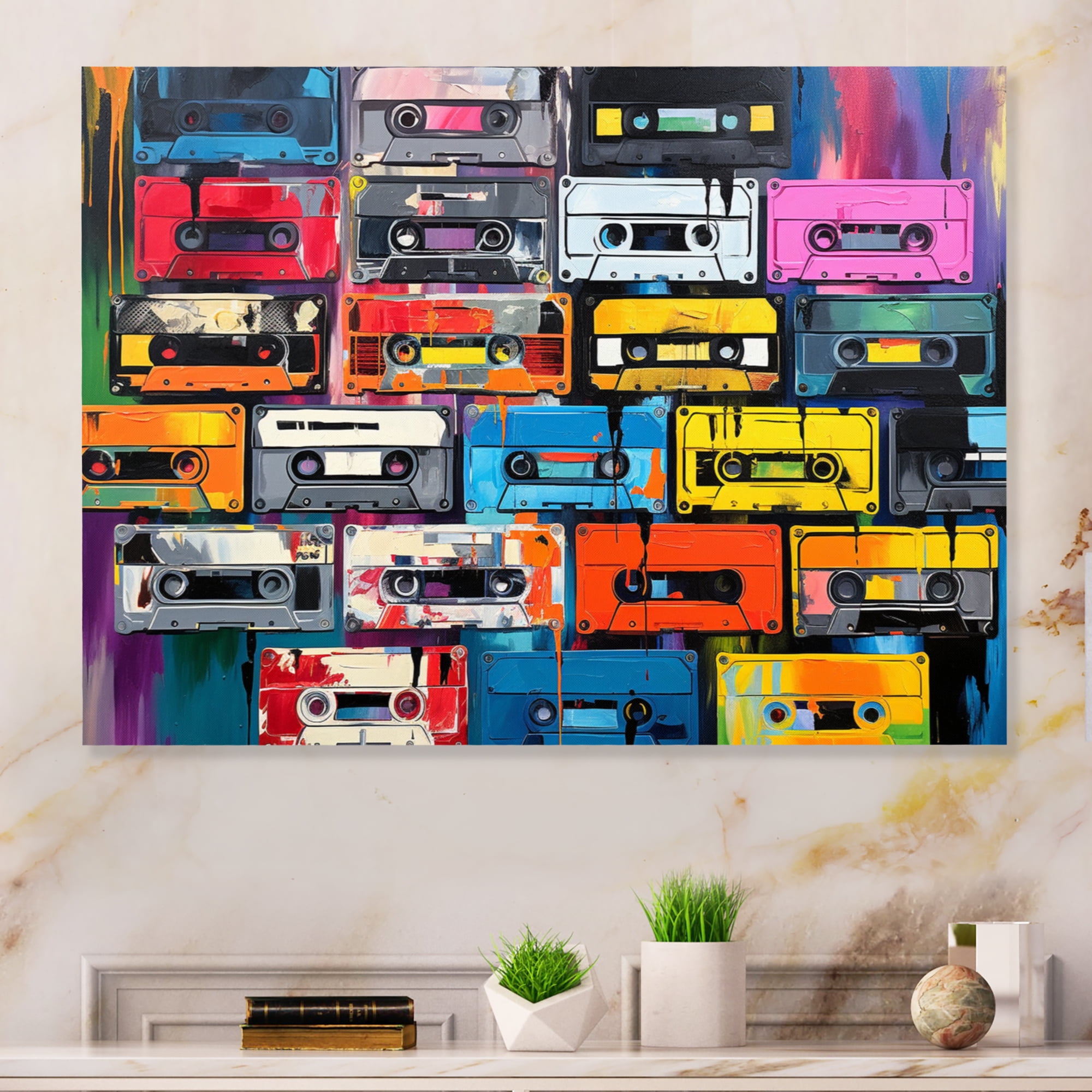 Designart "Cassette Tapes Retro flow I" Music Metal Wall Art - Walmart.com