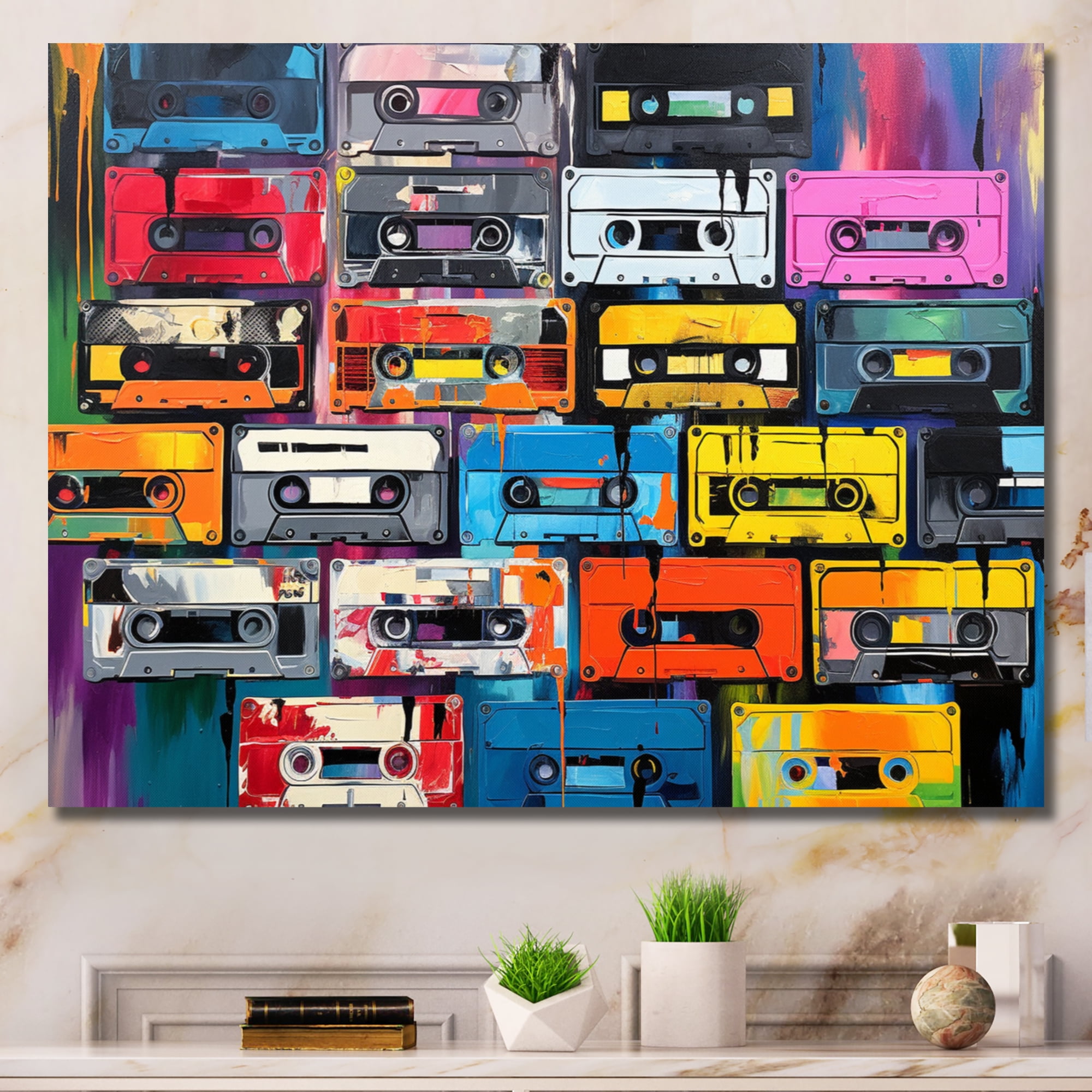 Designart "Cassette Tapes Retro flow I" Music Wall Art Living Room ...