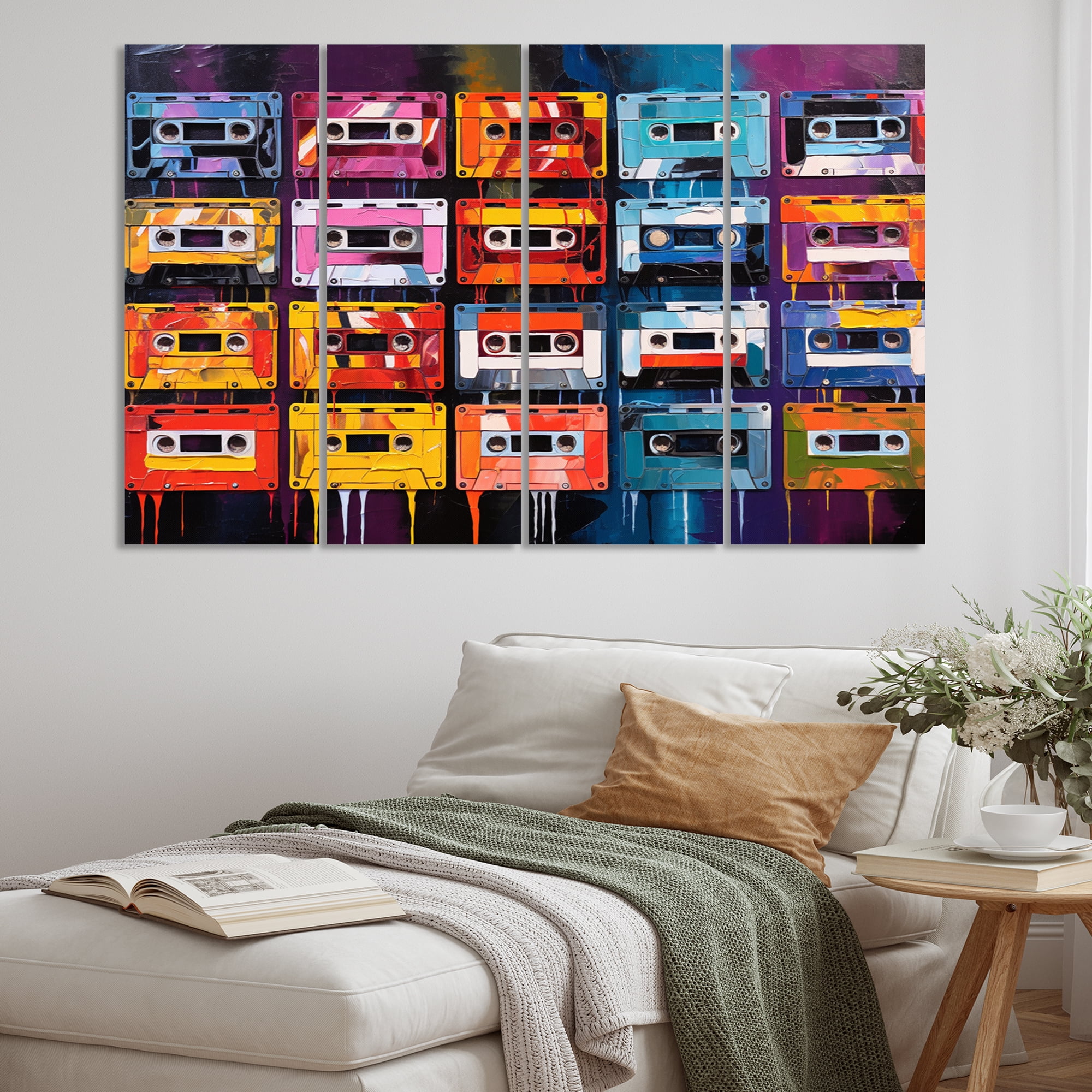 Designart "Cassette Tapes Retro flow III" Music Metal Wall Décor Set ...