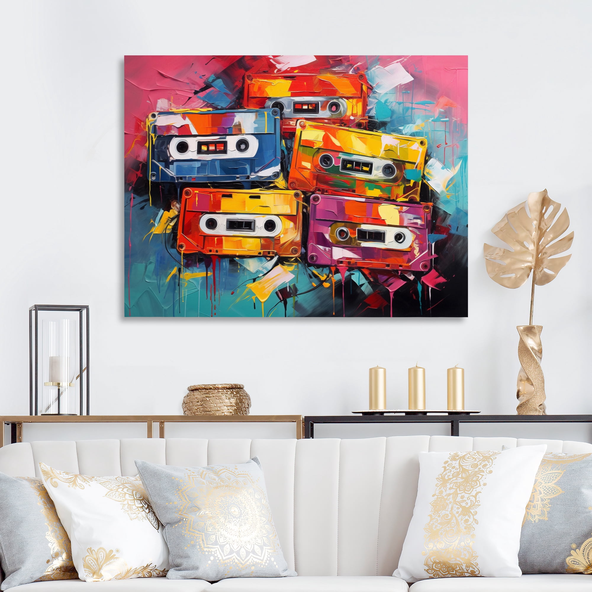 Designart "Cassette Tapes Retro flow IV" Music Wall Decor - Walmart.com