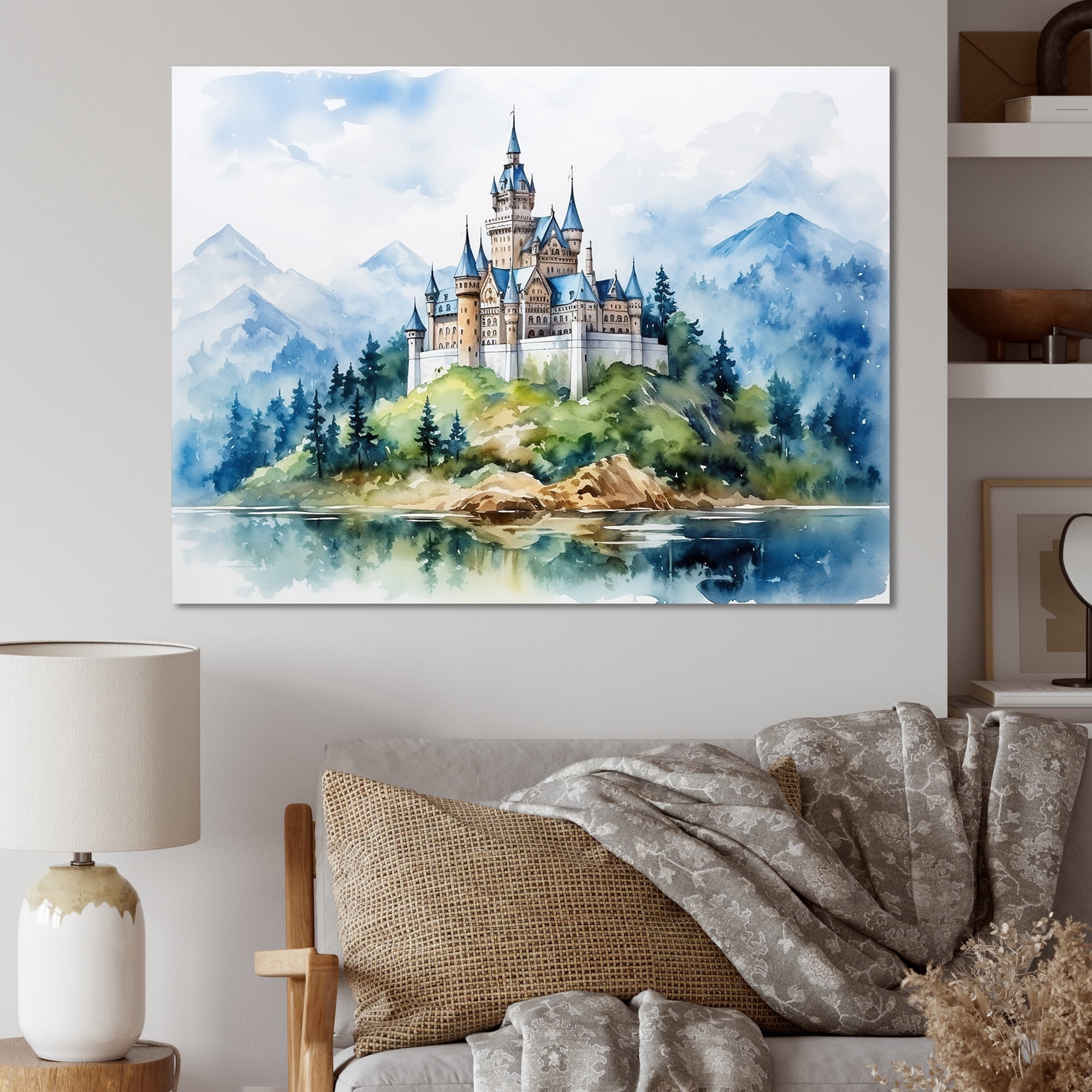 Designart "Castle Mountains in the Middle Ages" Architecture Wall Art ...