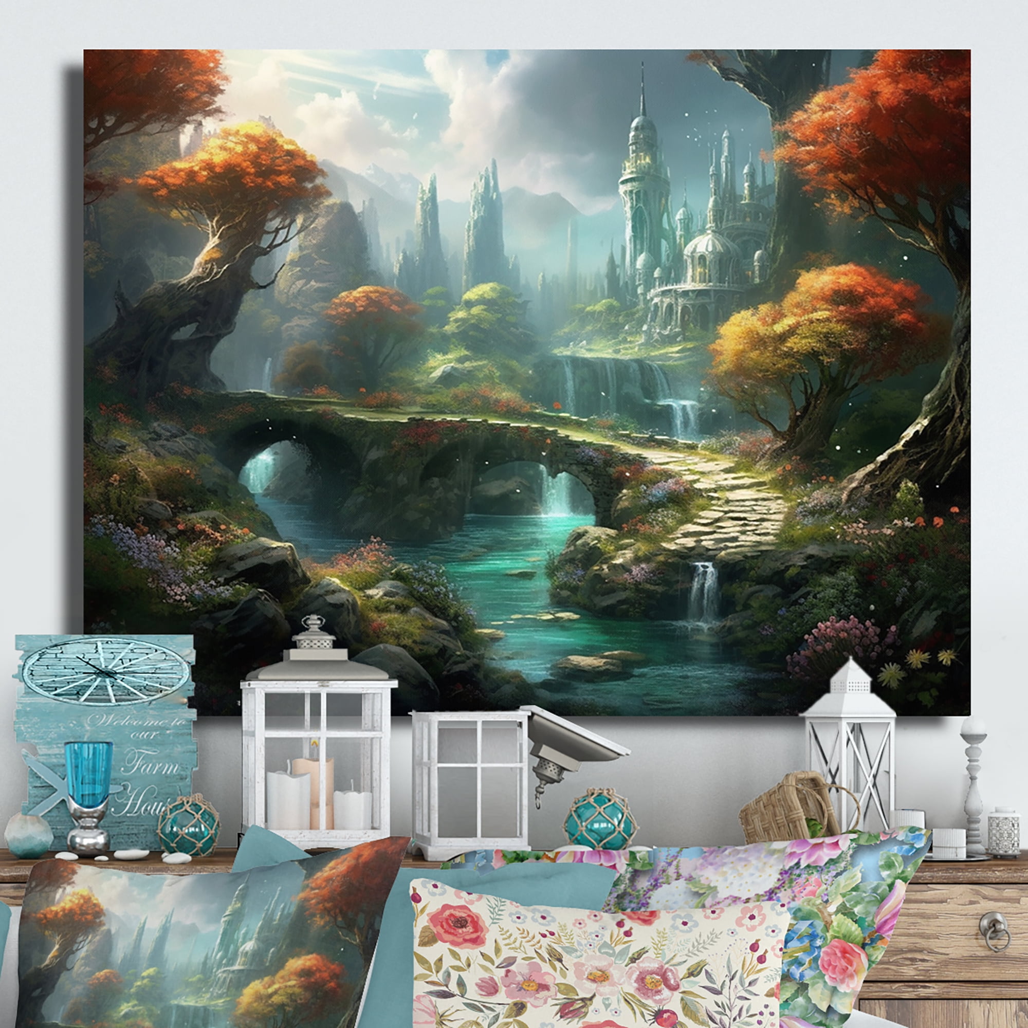 Designart "Castle from a Fairytale I" Castles Metal Art Living Room ...