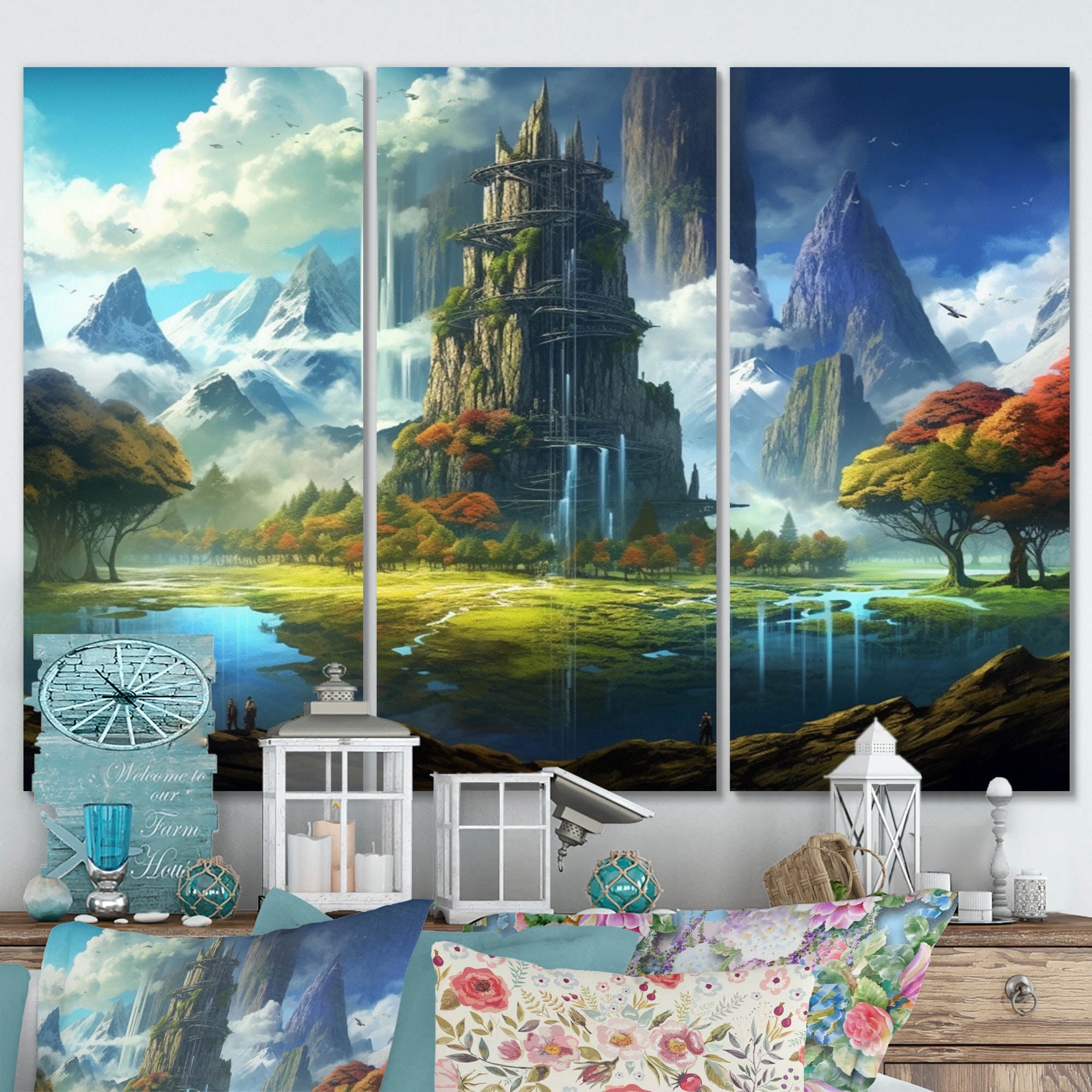 Designart "Castle from a Fairytale III" Castles Art Living Room Set ...