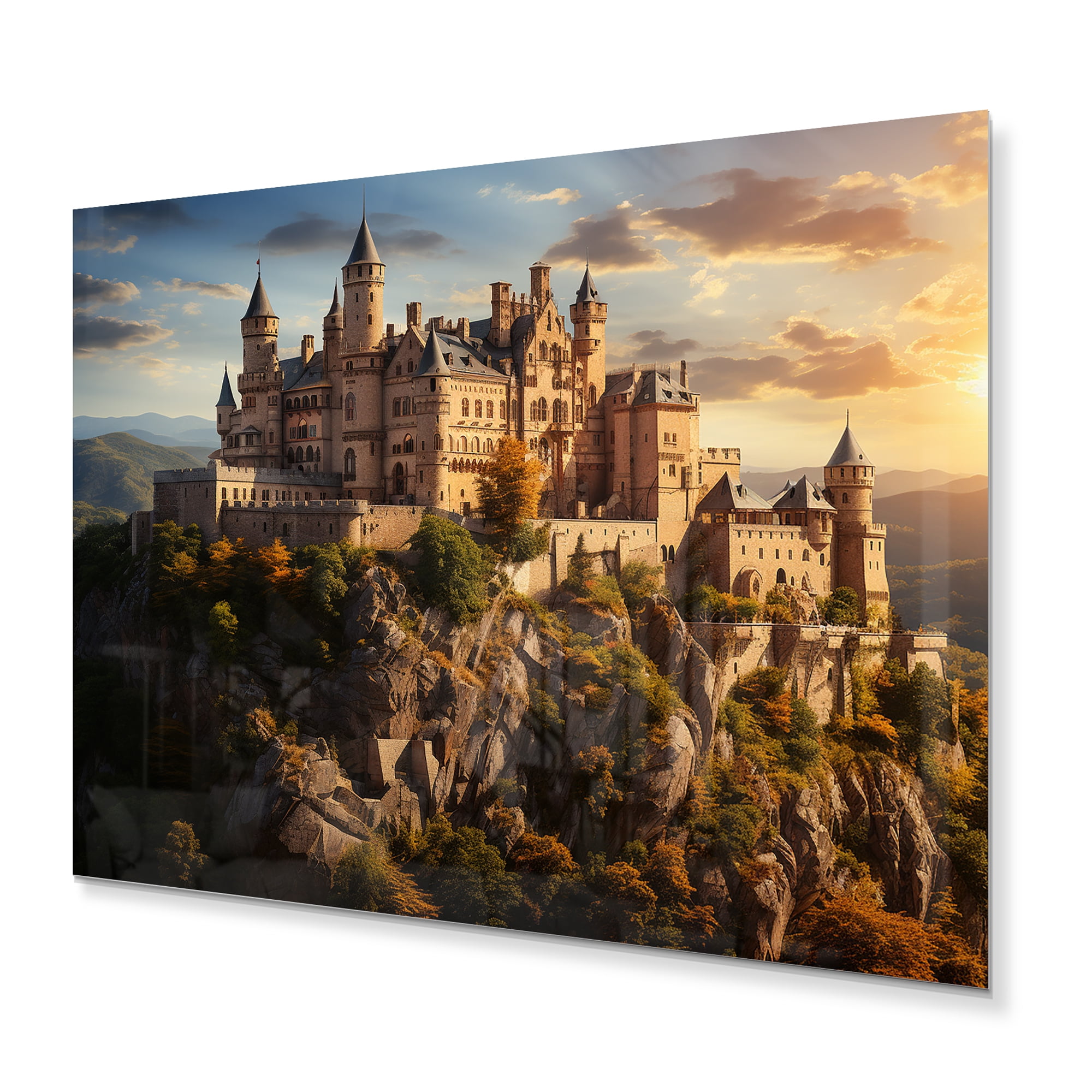 Designart "Castles Sunlit painting Vibrant" Architecture Metal Wall Art ...