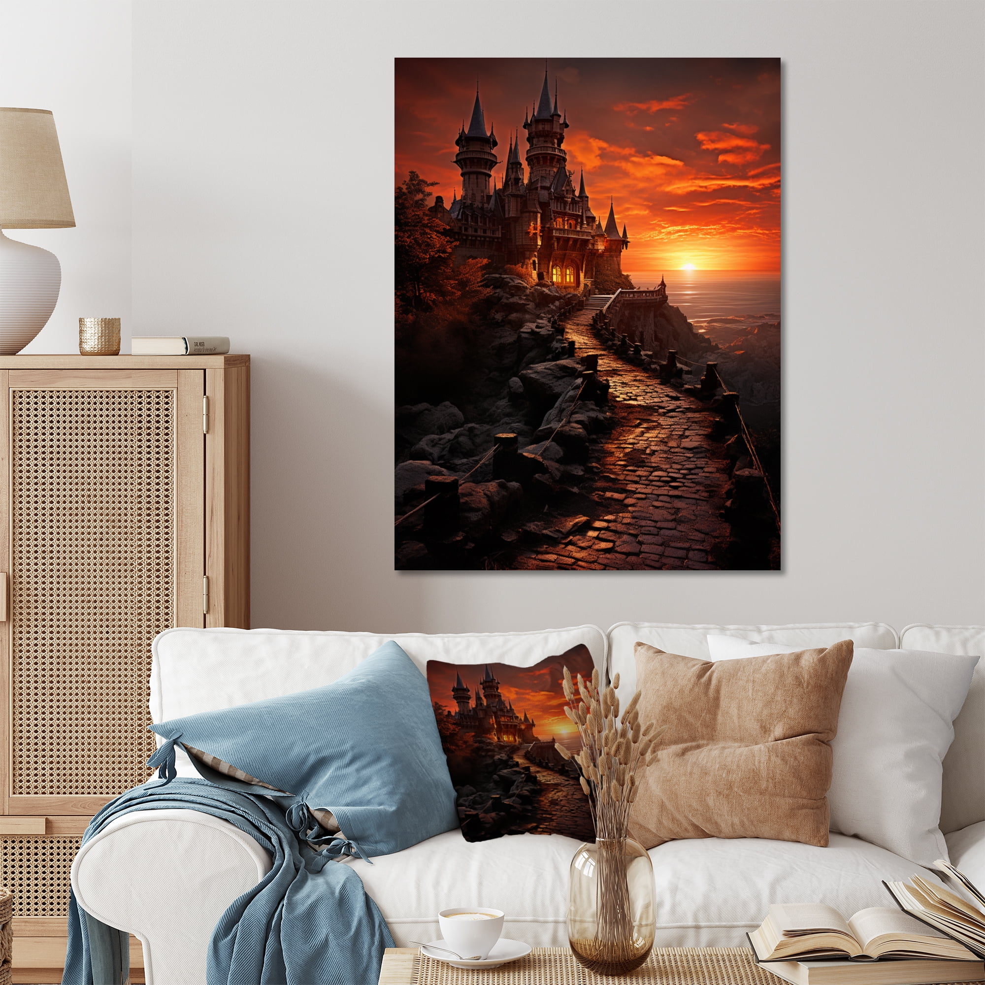 Designart "Castles Sunset form I" Castles Metal Art Living Room ...
