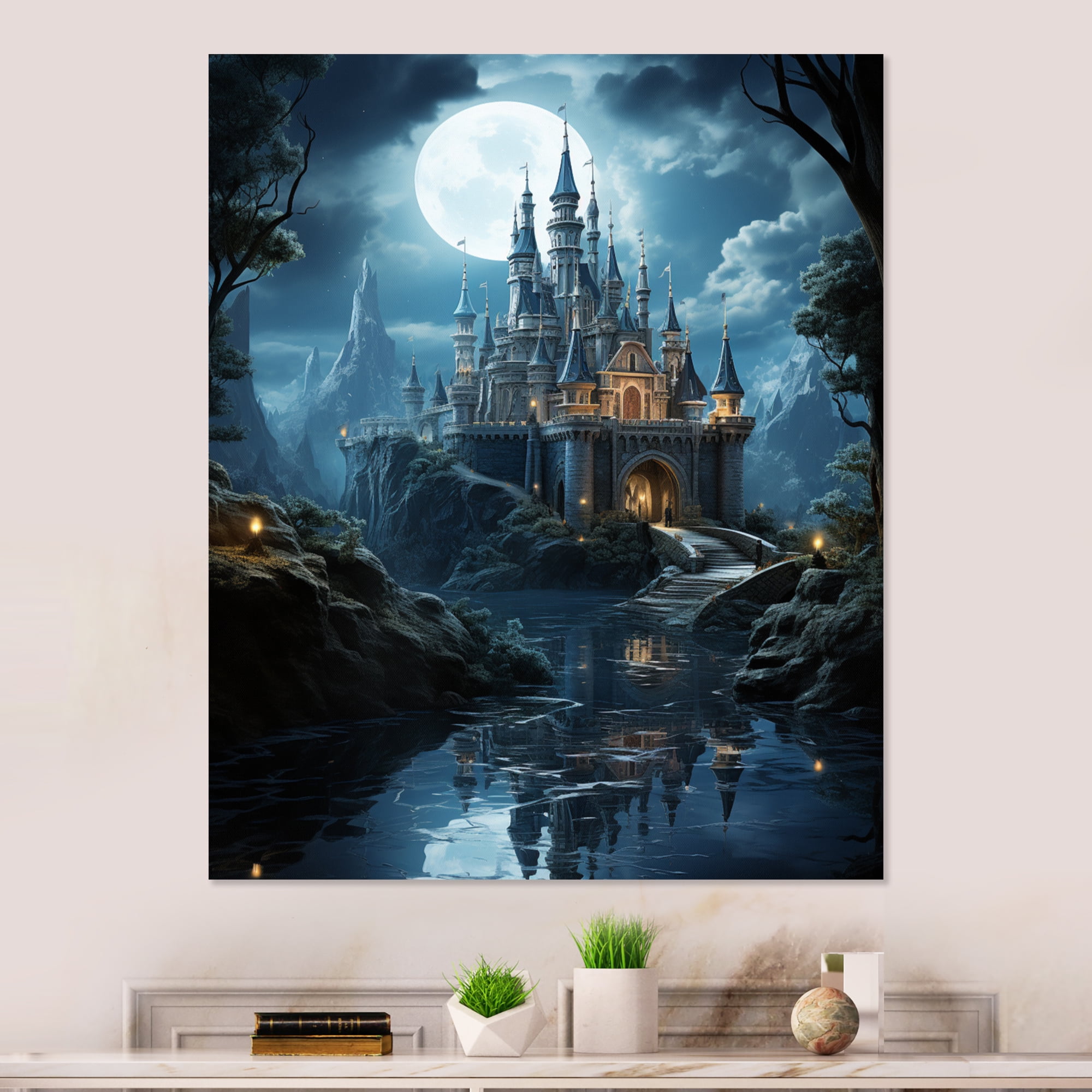 Designart "Castles captivate Twilight I" Castles Metal Art Living Room ...