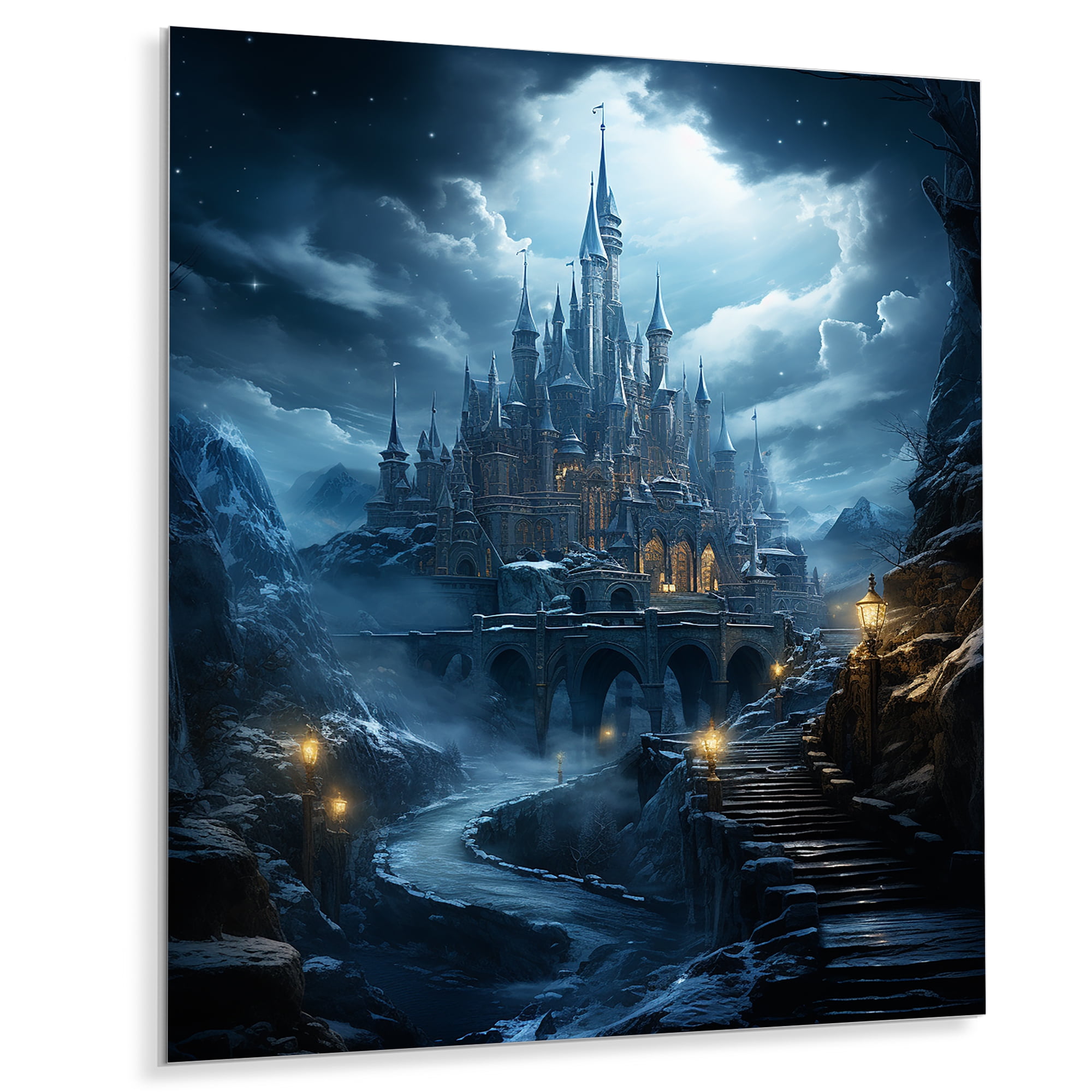 Designart "Castles captivate Twilight II" Castles Metal Wall Decor ...