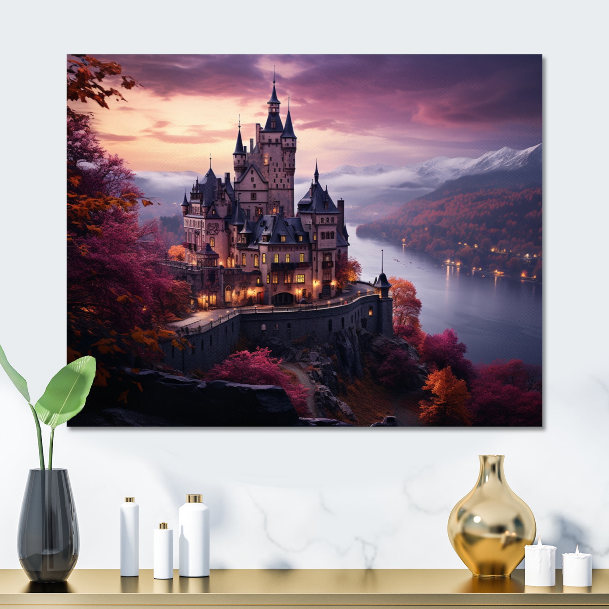 Designart "Castles captivate Twilight III" Architecture Metal Wall Art ...