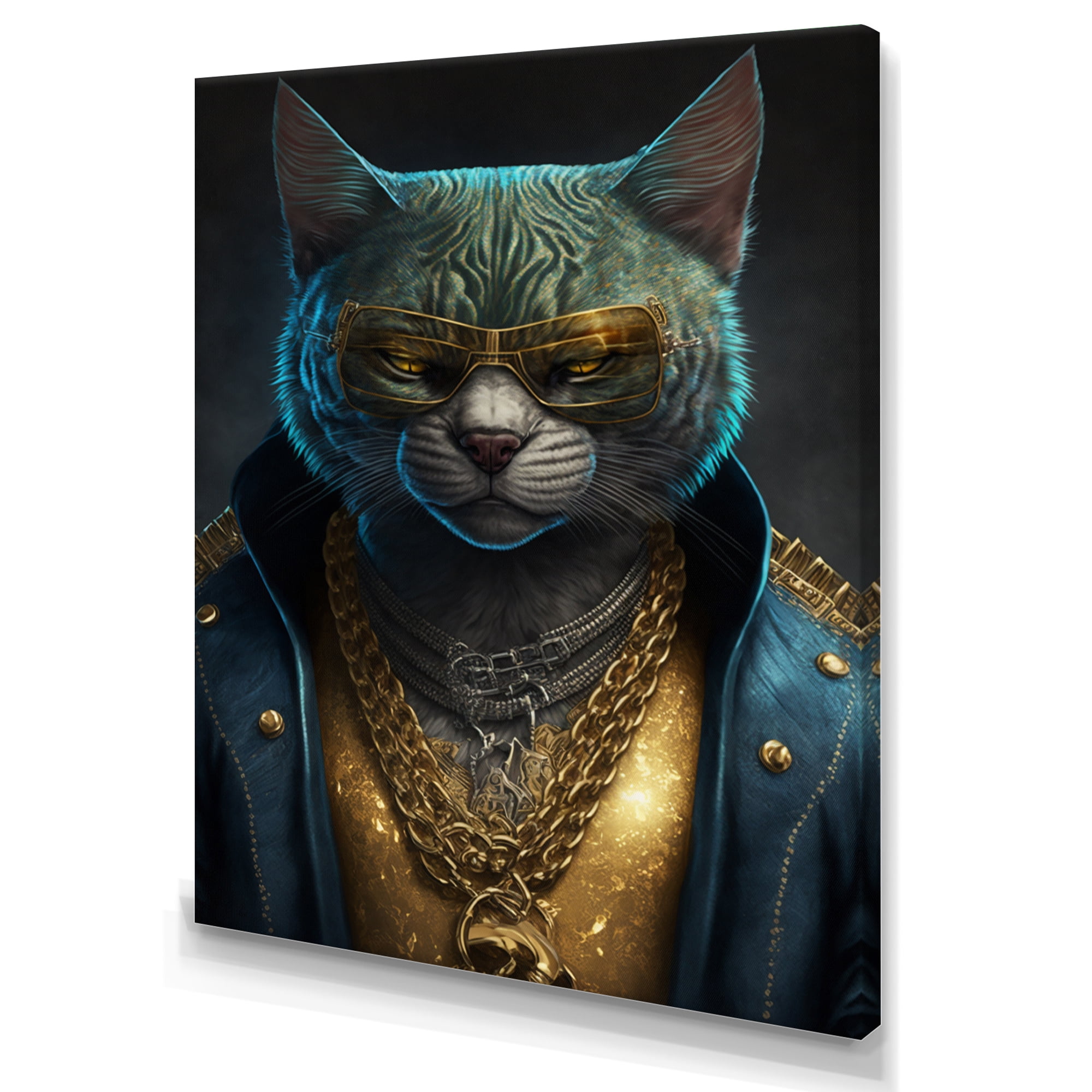 Designart Cat Gangster In NYC Canvas Wall Art - Premium Quality ...